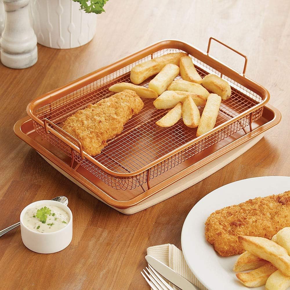 Copper Chef Copper Crisper Non-Stick Oven Baking Tray with Crisping ...