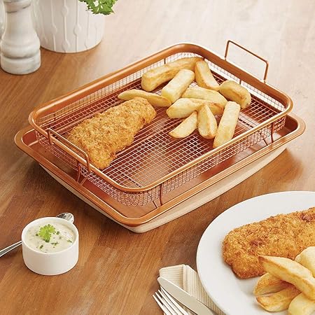 Duffy® Copper Crisper Tray Non-Stick Oven Baking Tray with Elevated ...