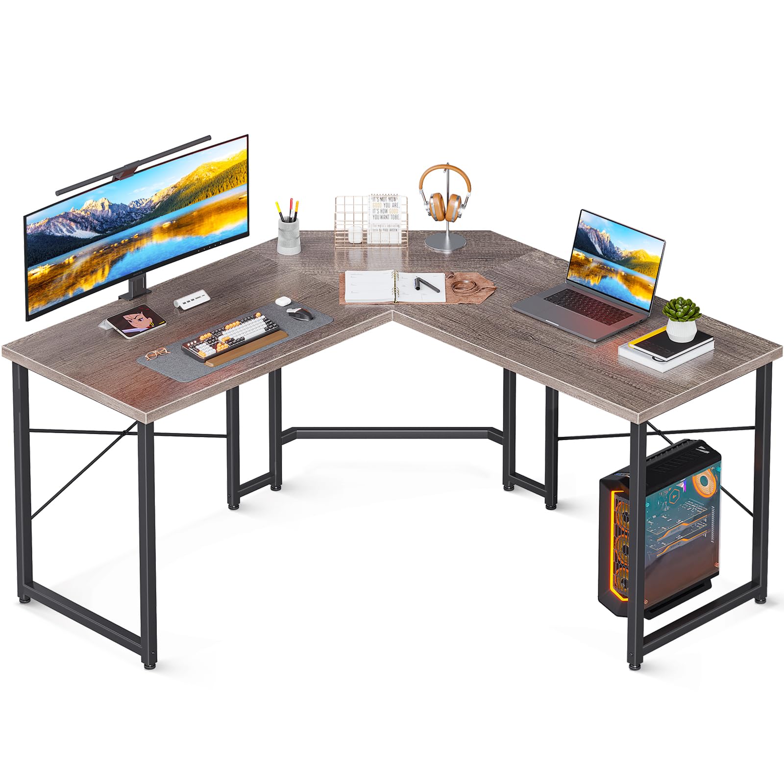 Amazon.com: Casaottima L Shaped Gaming Desk, Corner Desk Gaming Table ...