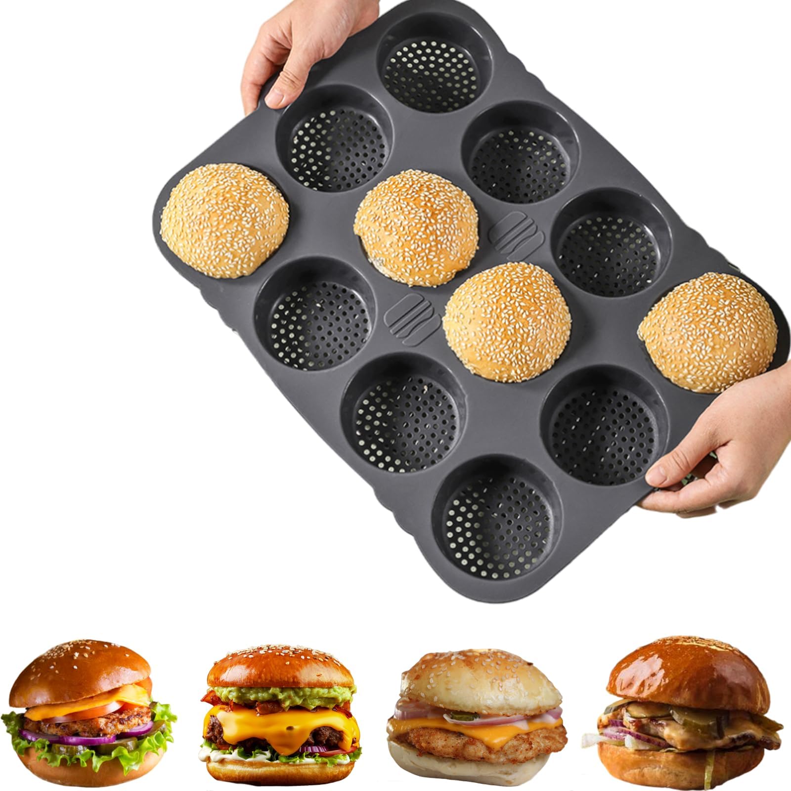 Amazon.com: LXIAOY Hamburger bun pan Silicone Hamburger Bun Mold 12 ...