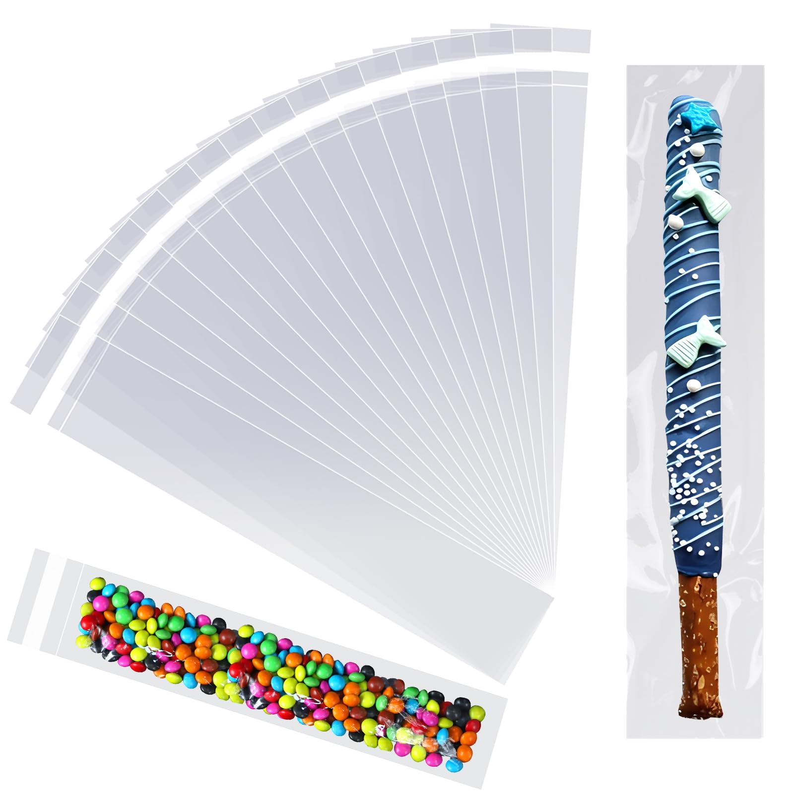 Snapklik.com : Long Self Adhesive Cellophane Bags 2x8" 200 Pcs Clear ...