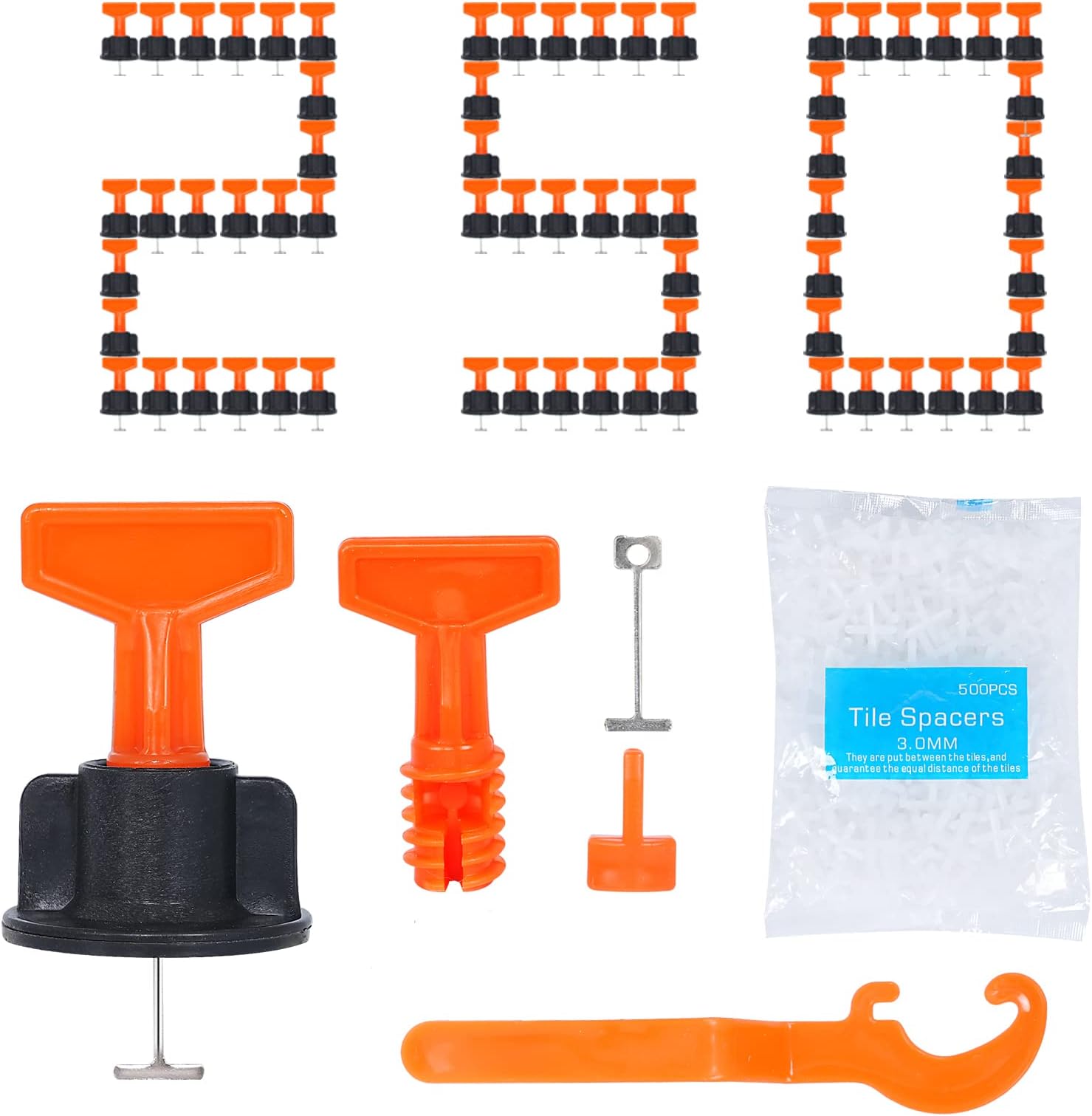 Tile Leveling System Kits with 100pcs Tile Leveler Spacers, 500PCS Tile ...