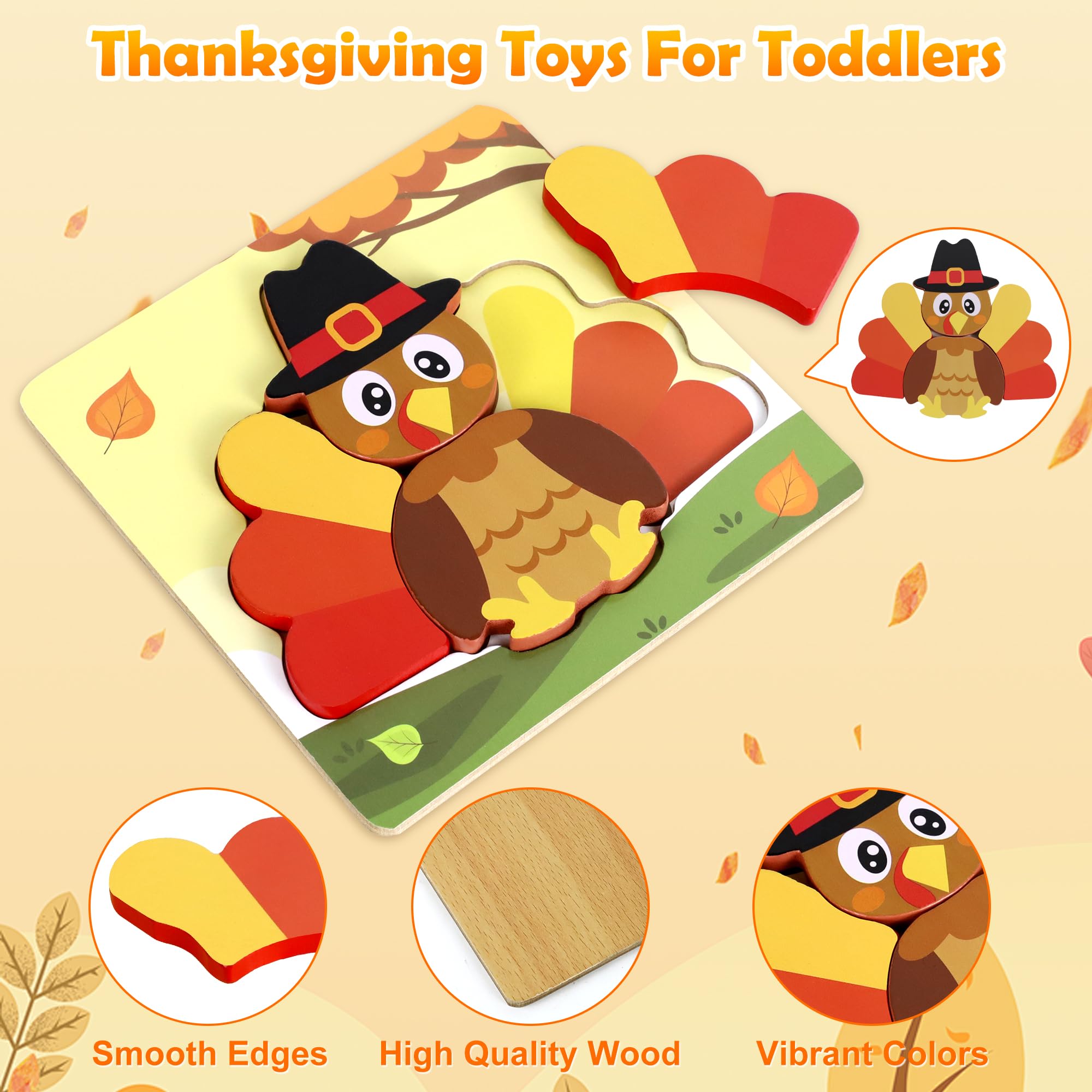 Snapklik.com : 6 Pack Thanksgiving Wooden Puzzle For Toddlers ...