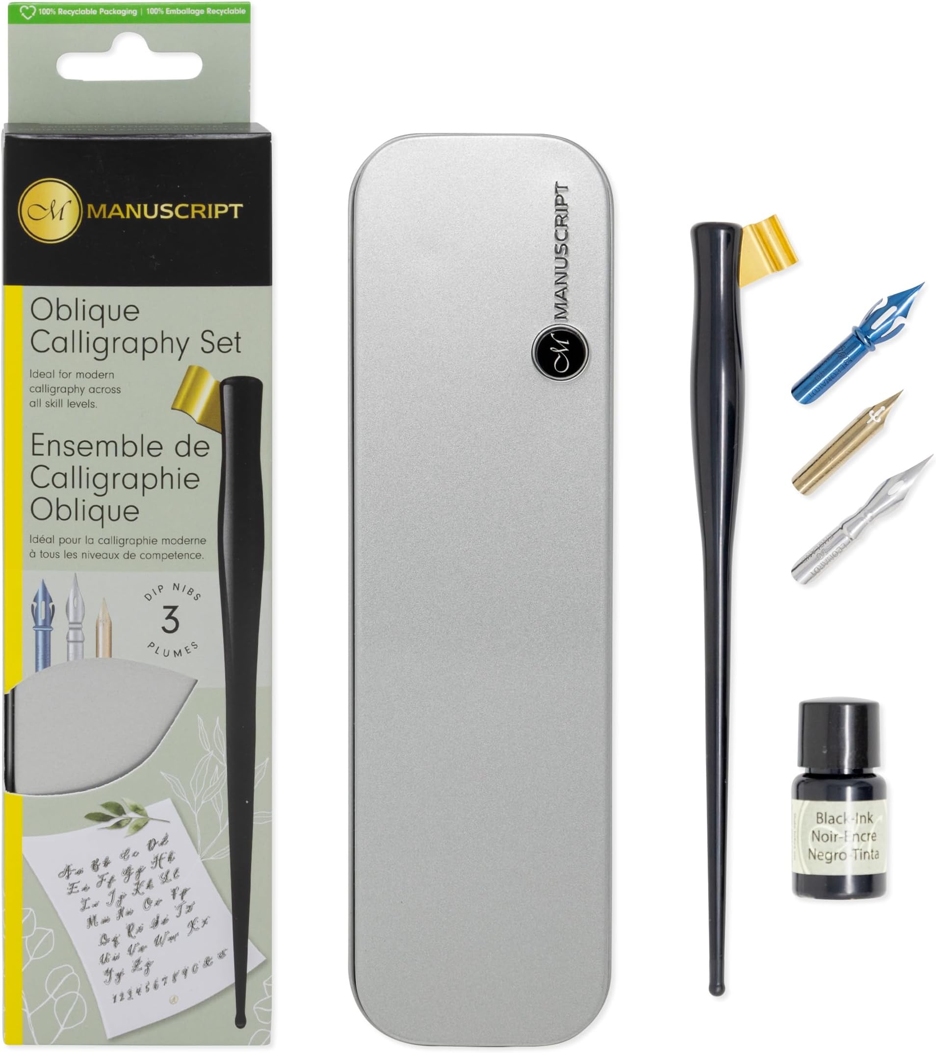 Manuscript Modern Calligraphy Set Dip Pen 3 Nibs & Black Ink : Amazon ...