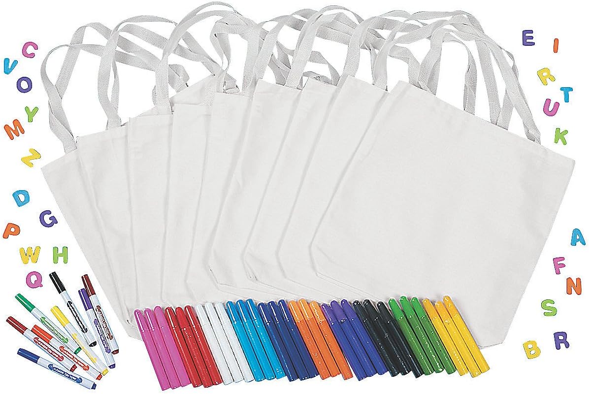 Amazon.com: Do It Yourself Canvas Tote Bag Kit - Crafts for Kids and ...