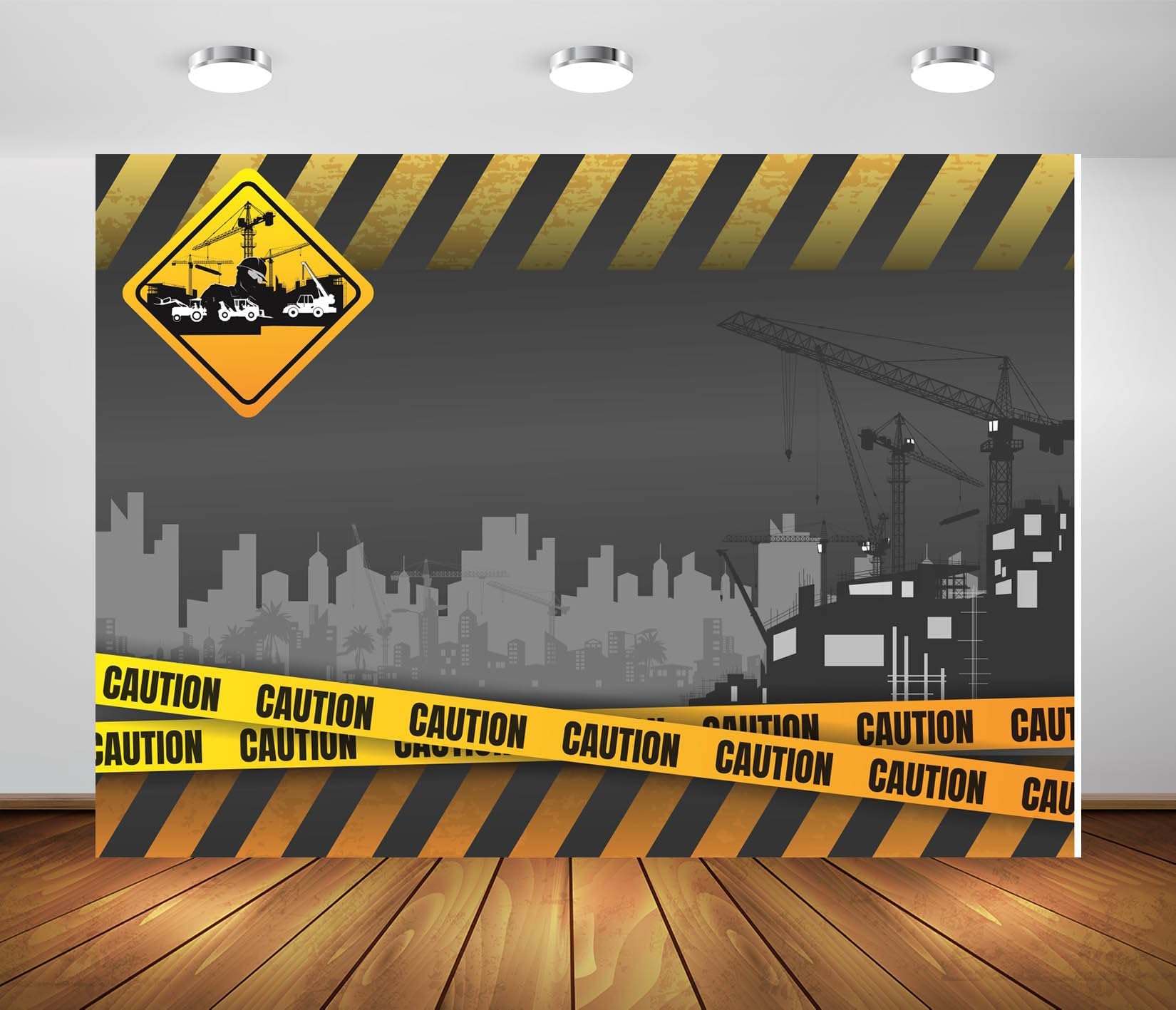 Amazon.com : BELECO 5x3ft Fabric Under Construction Backdrop ...