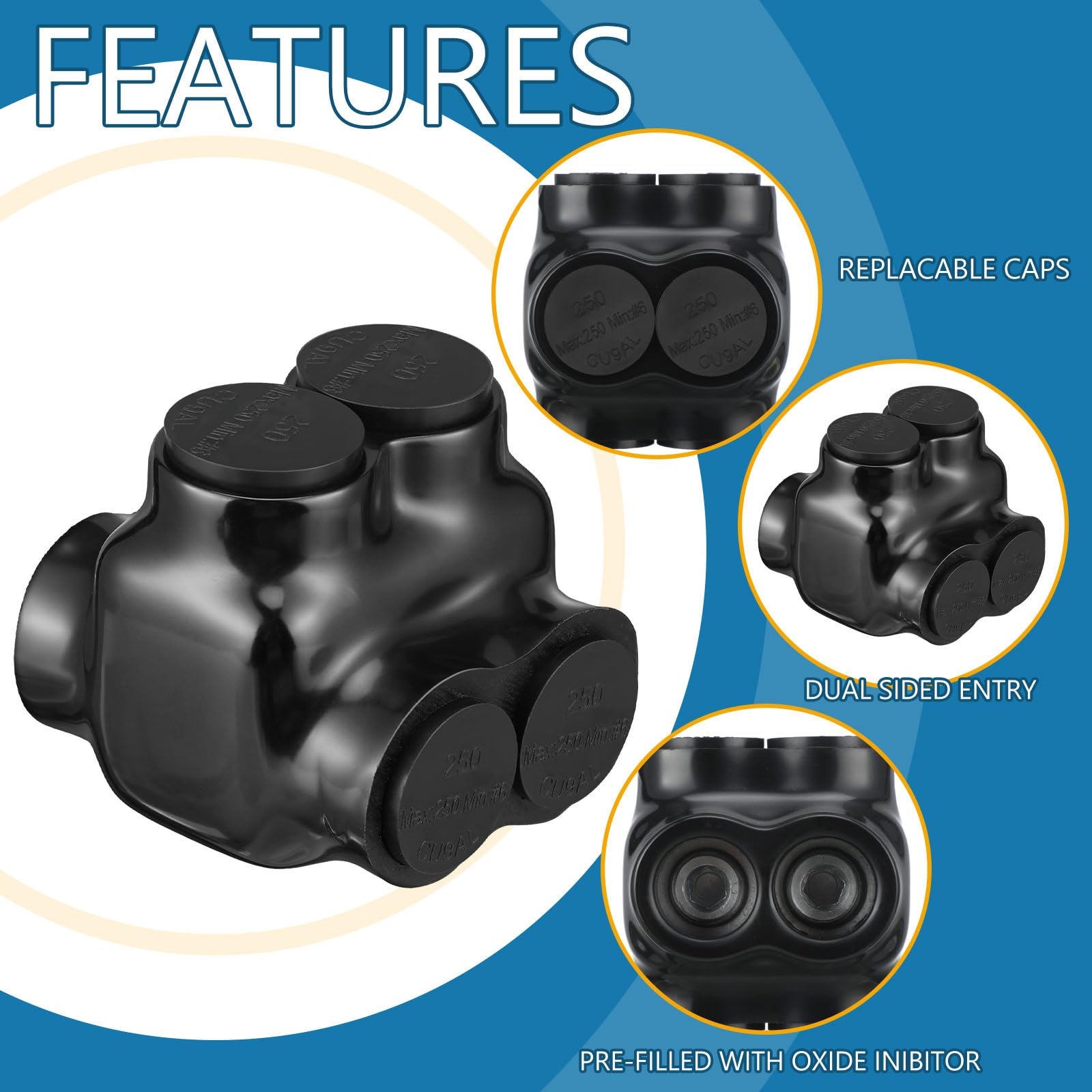 Snapklik.com : Copkim 5 Pcs Black Insulated Cable Connector Multi Wire ...