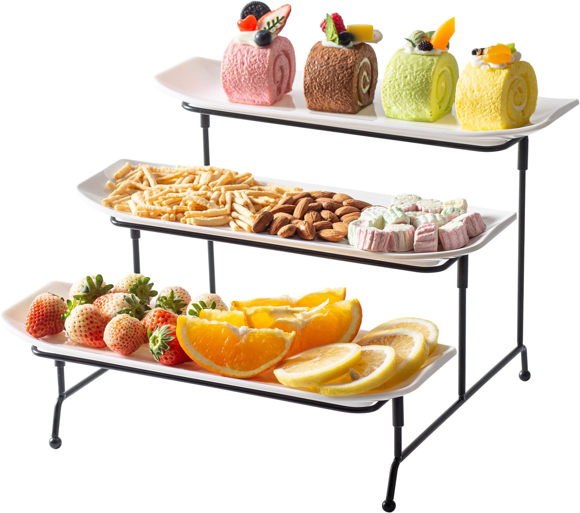 Amazon.com: Mfacoy 3 Tier Serving Tray Set, 12" Tiered Serving Trays ...
