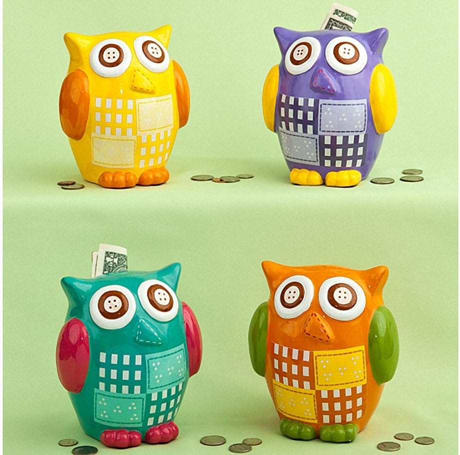 Amazon.com: Multicolored Ceramic owl Banks - 4 Count: Collectible ...