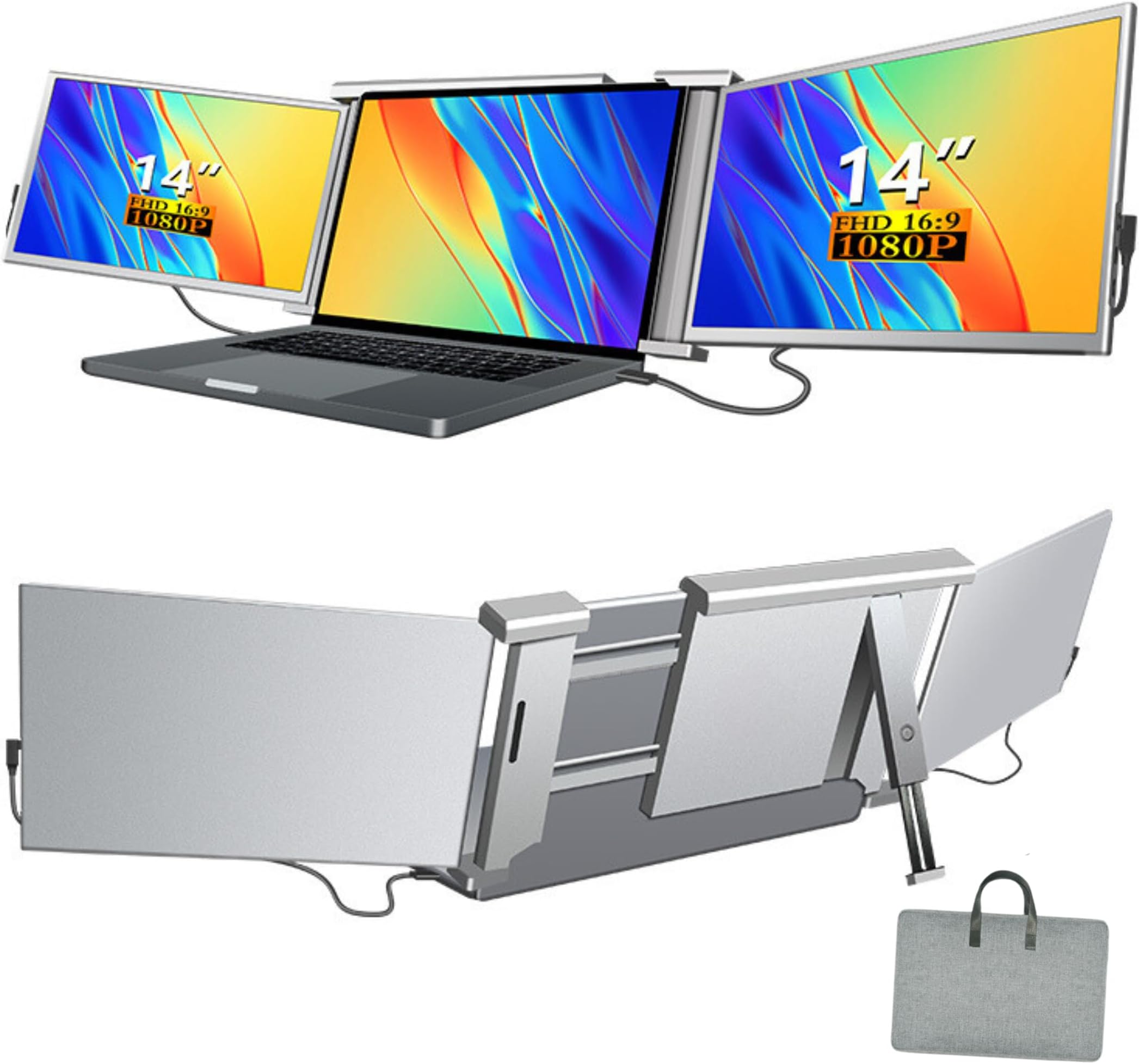Pantalla portatil extensible 14" FHD 1080p IPS Screen extender ...