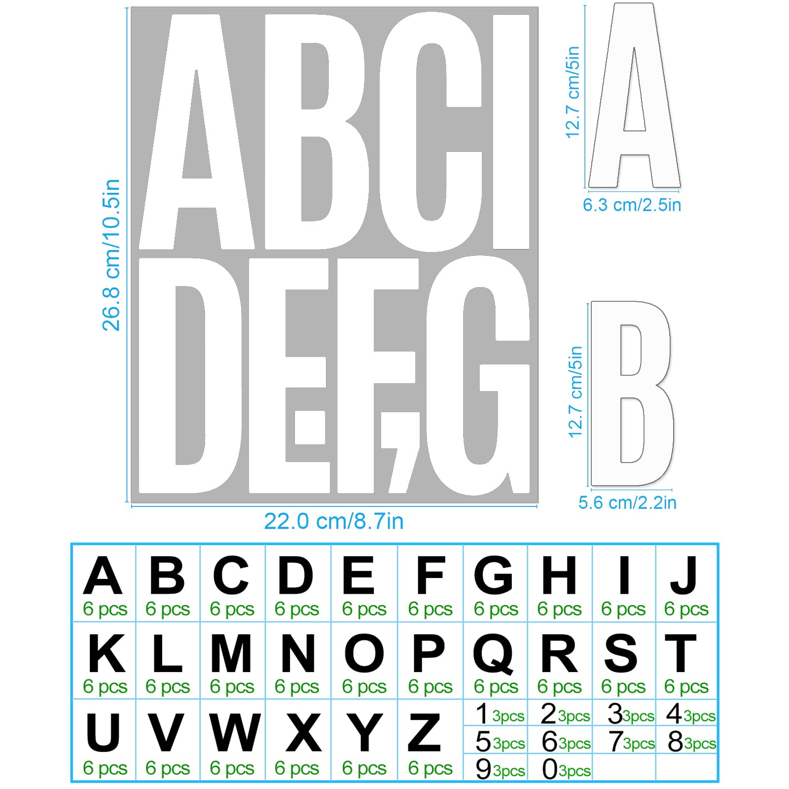 Snapklik.com : Bemeol 30 Sheets Large Letter Sickers 5 Inch Vinyl ...