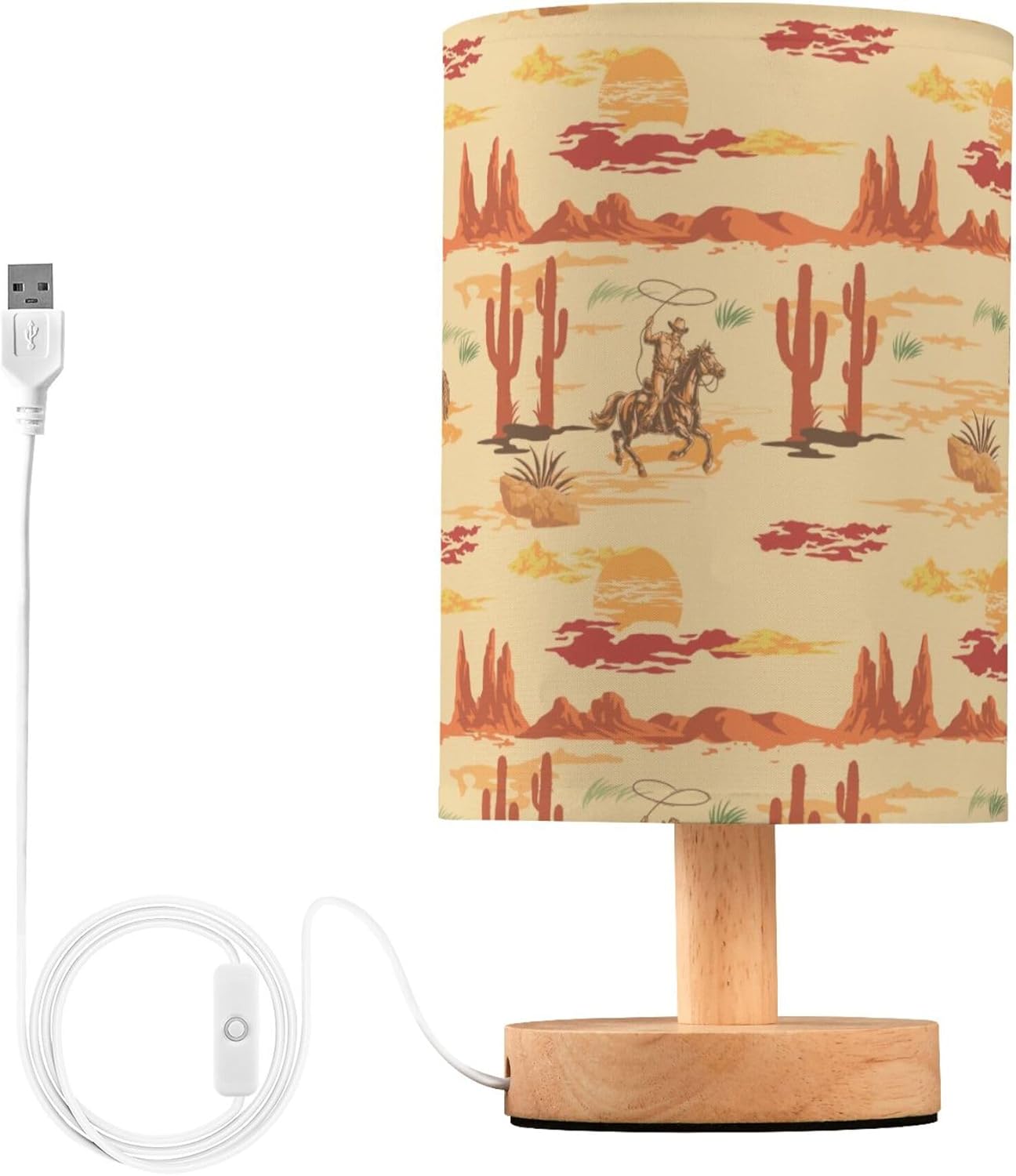 Vozoza Wild West Mexico Cowboy LED Table Lamp with USB Port Night Light ...