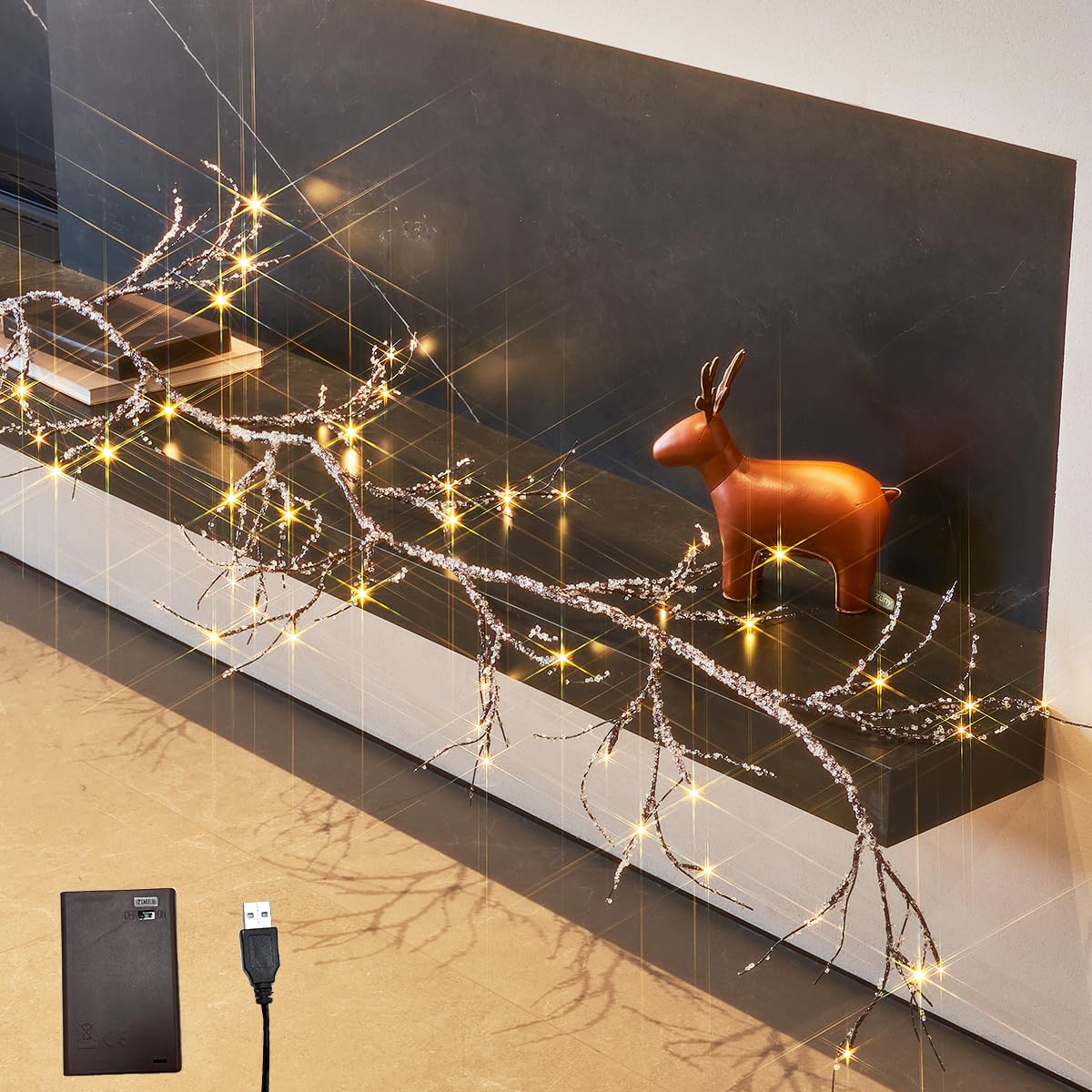 Amazon.com: BAOLITVINE Lighted Iced Garland with Timer 6FT Battery ...