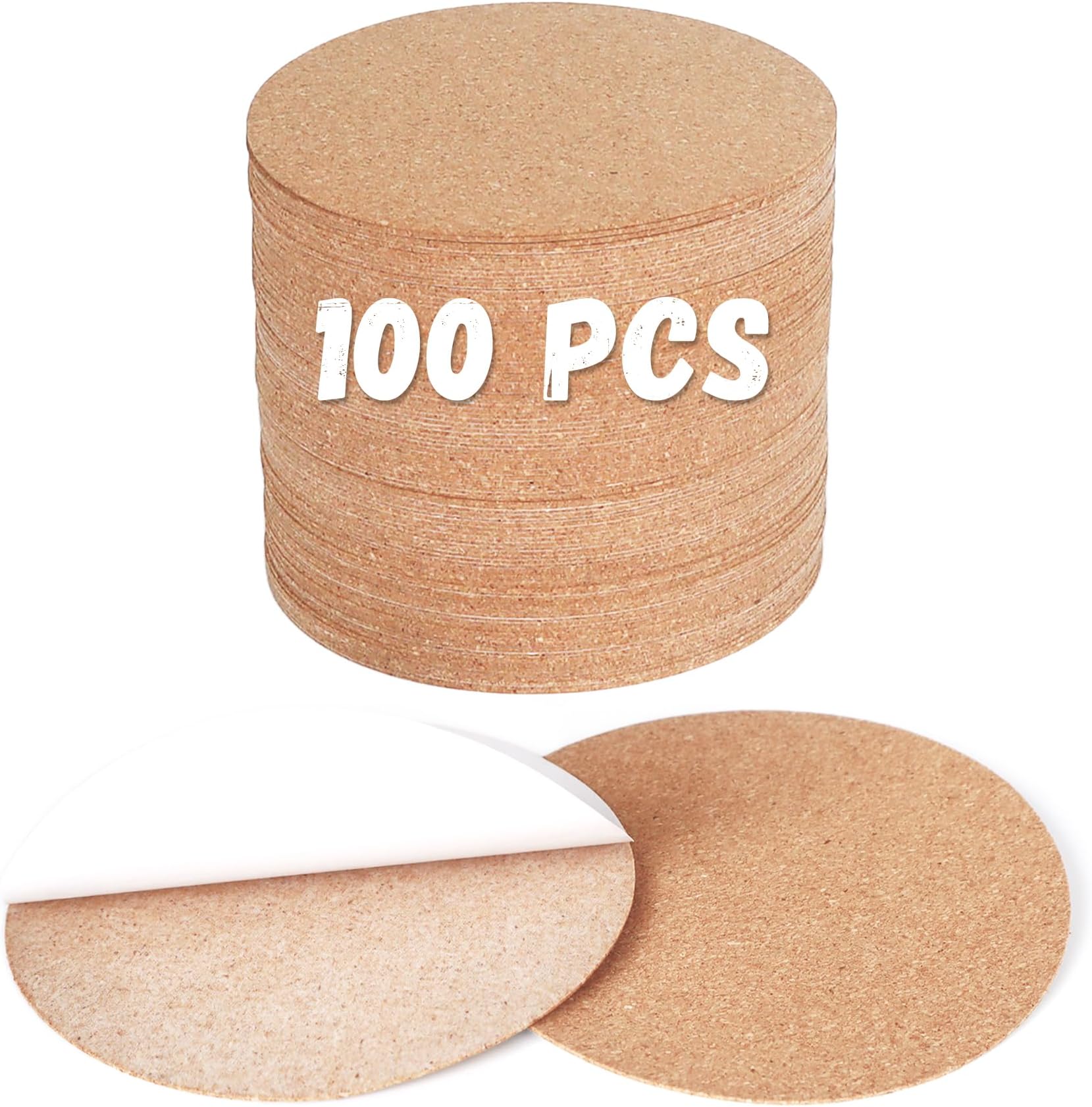 Amazon.com: KITLAB 100 Pcs Self-Adhesive Cork Sheets for DIY Coasters ...