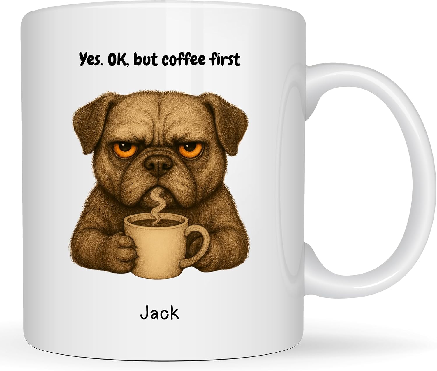 Amazon.com: Captured Memory Art Funny Yes OK But Coffee First Ceramic ...
