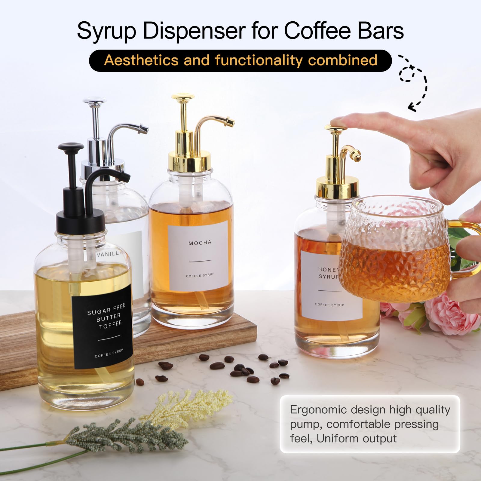 Snapklik.com : Coffee Syrup Dispenser-4pack,16.9 Oz 500ml,Coffee Bar ...