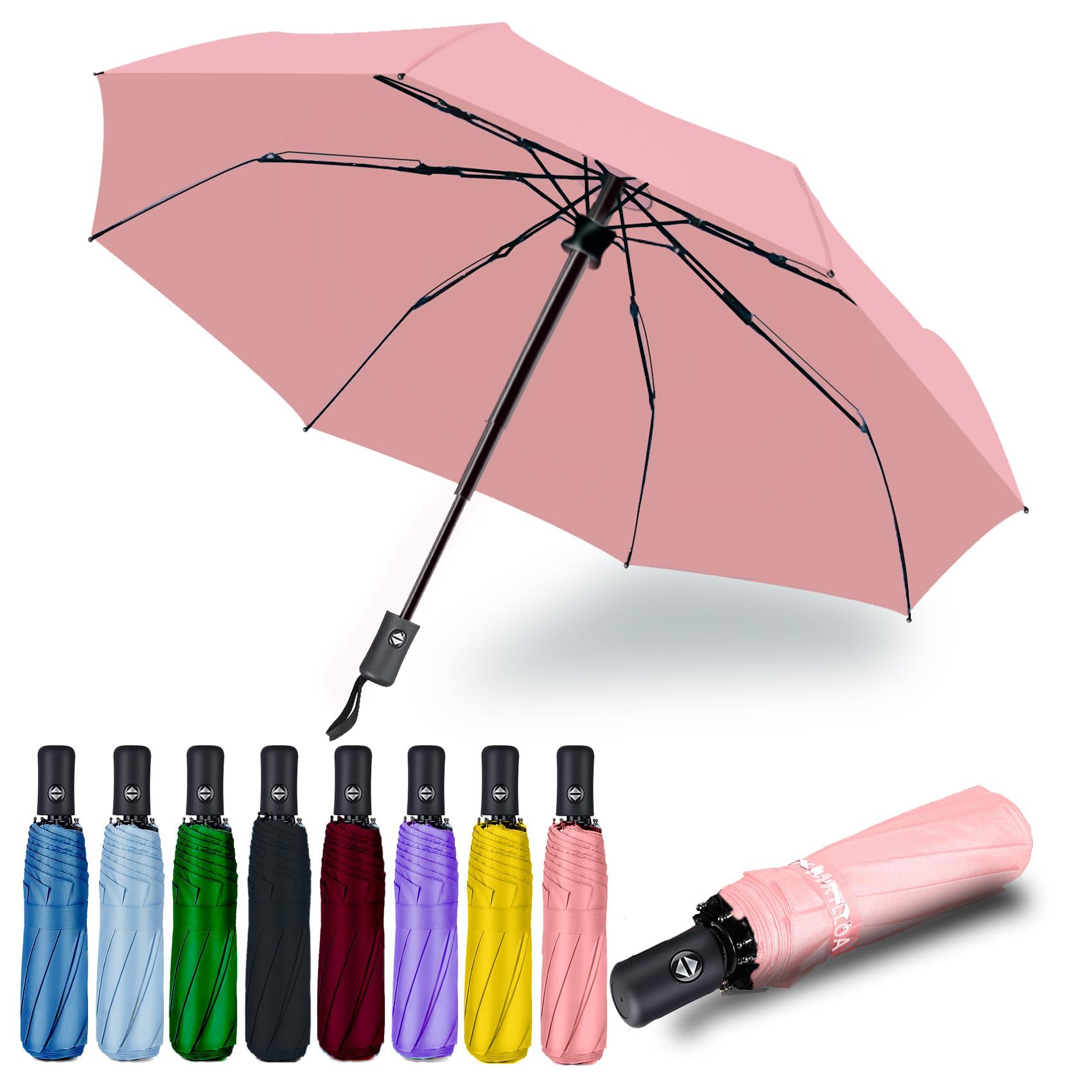 MRTLLOA 49 Inch Compact Windproof Travel Umbrella for Rain, Lightweight ...