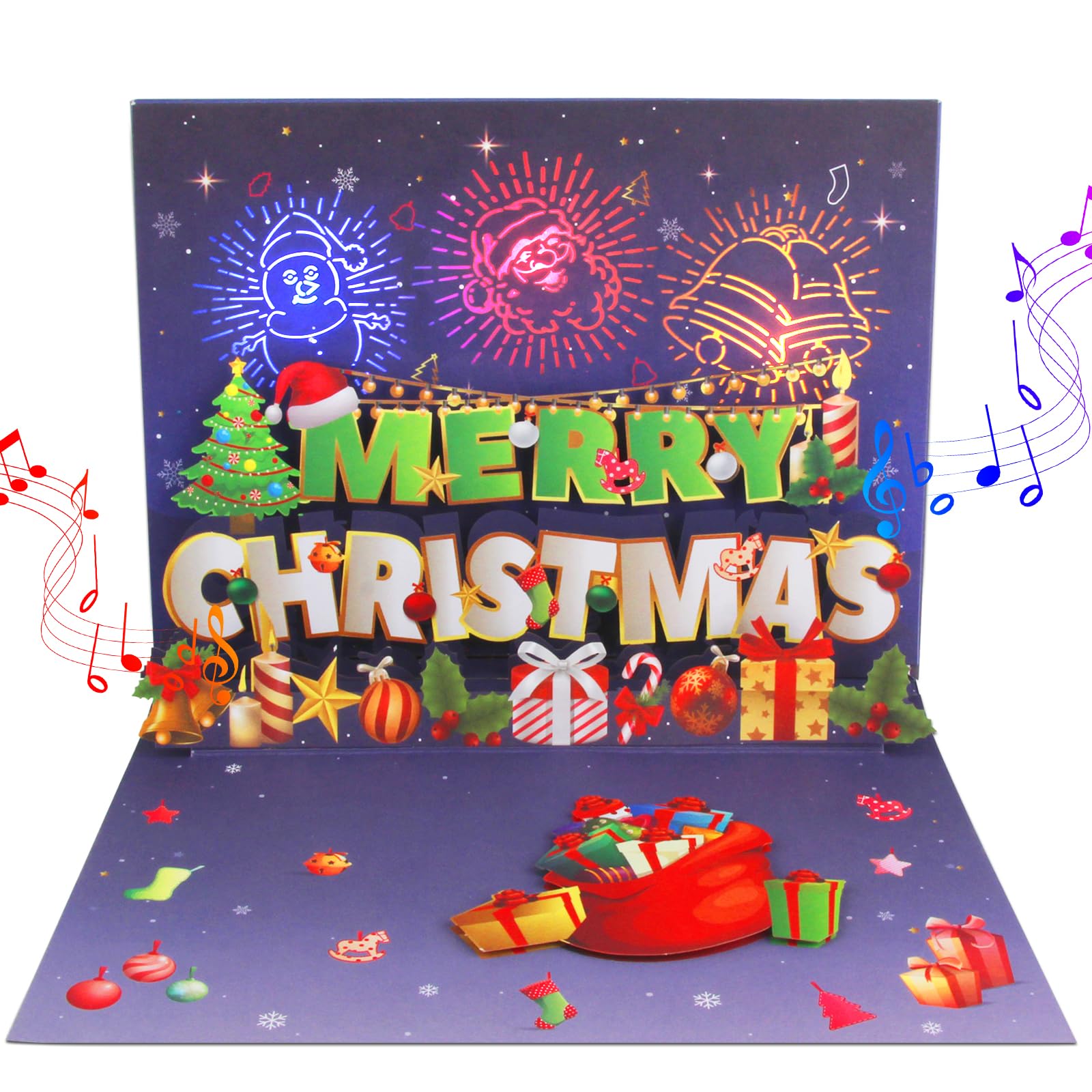 Snapklik.com : MZD8391 LIGHTS MUSIC 3D Pop Up Firework Christmas Card ...
