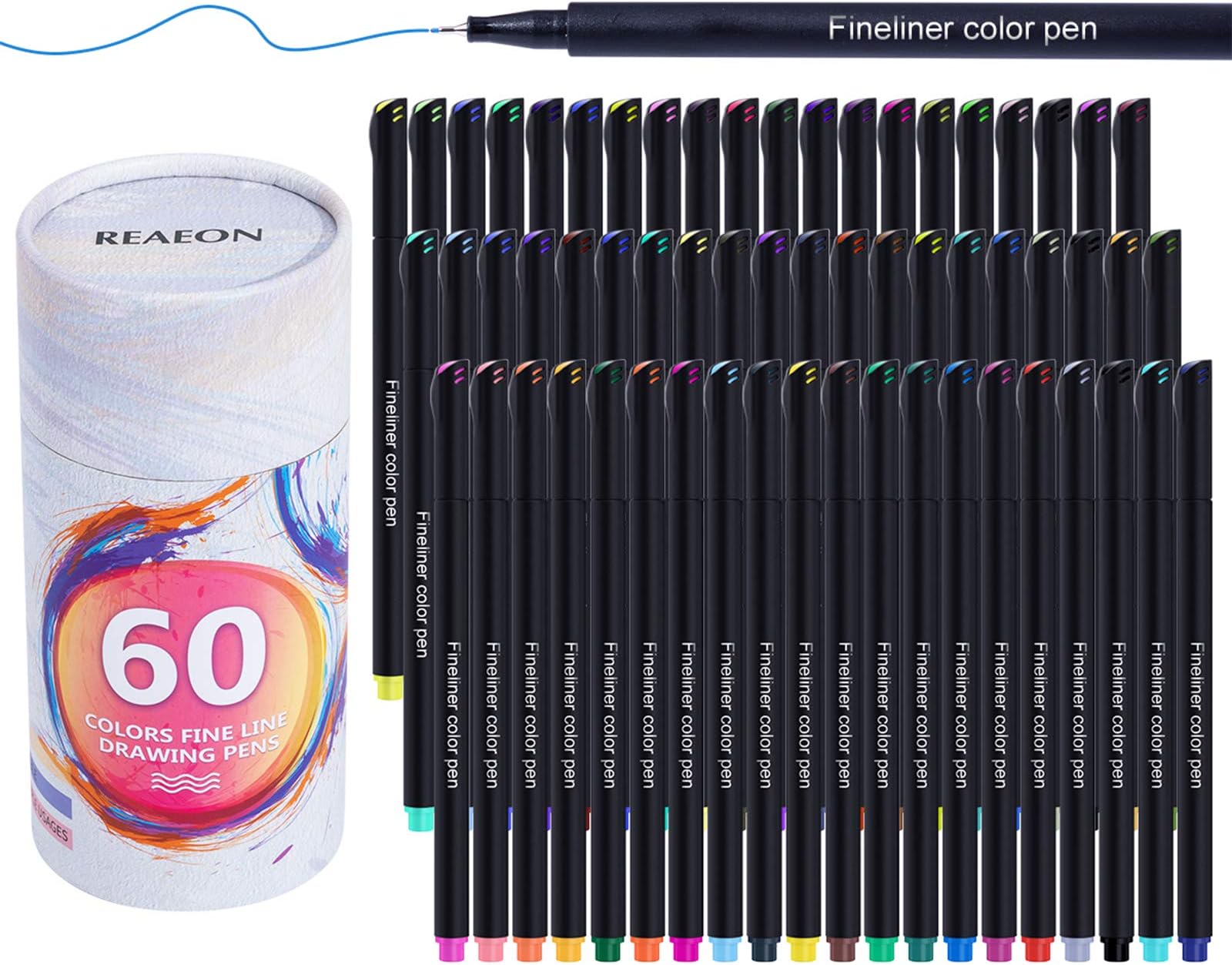 Amazon.com: 60 Colored Felt Tip Journal Planner Pens Fine Point Markers ...