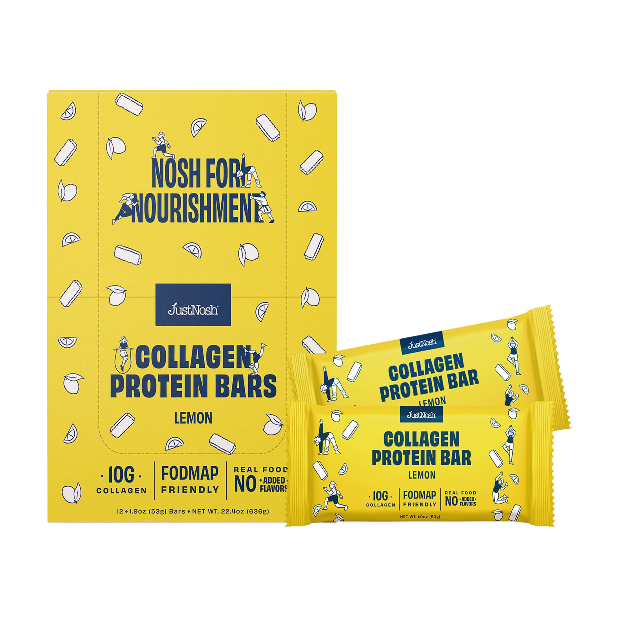 Amazon.com : JustNosh Collagen Protein Bars, 10g Collagen, 13g Protein ...