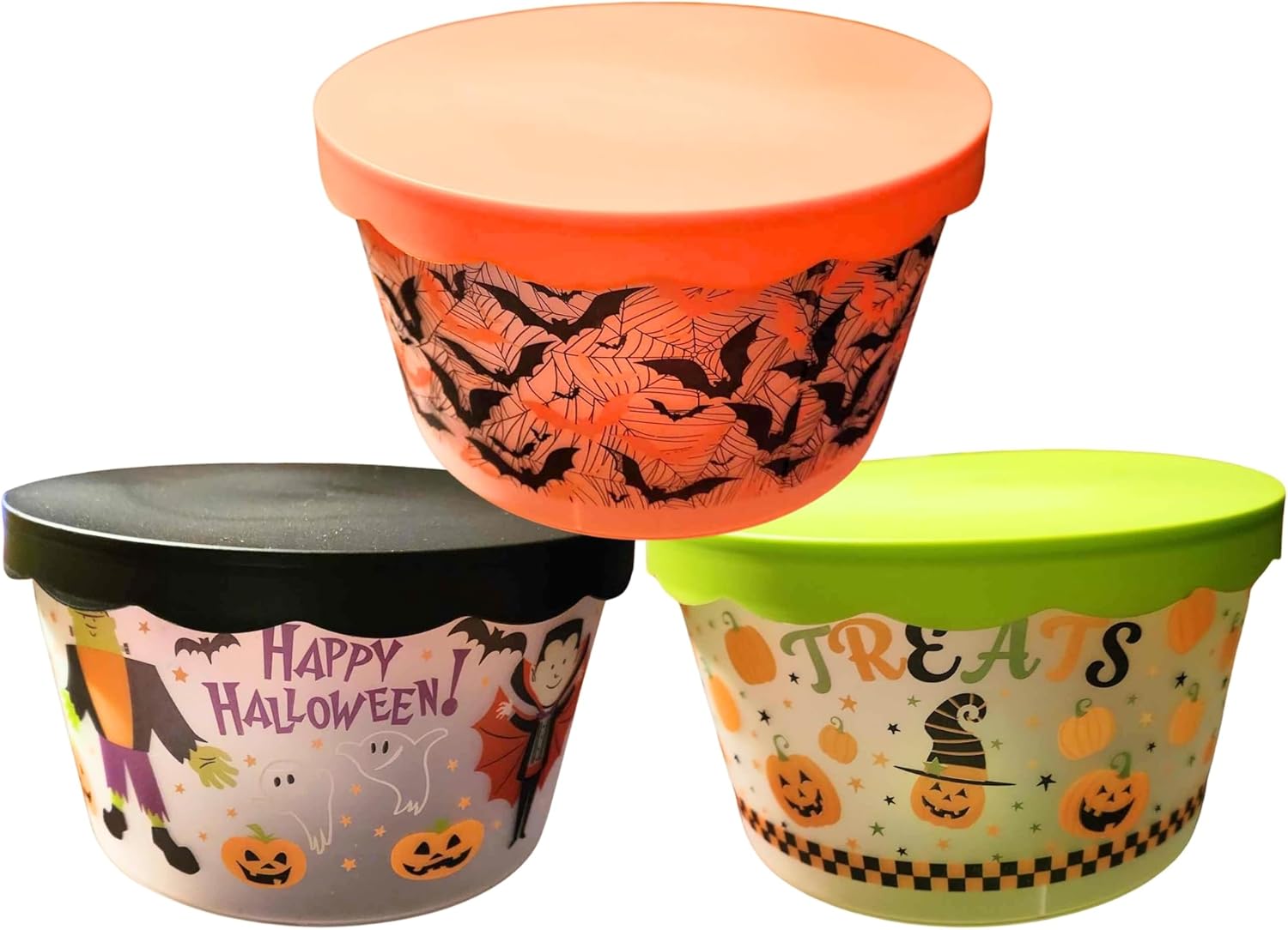 Amazon.com: Halloween Plastic Containers with Lids, Food Storage Candy ...