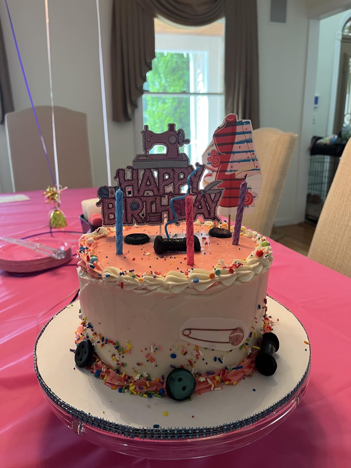 Amazon.com: Sewing Machine Happy Birthday Cake Topper - Seamstress ...