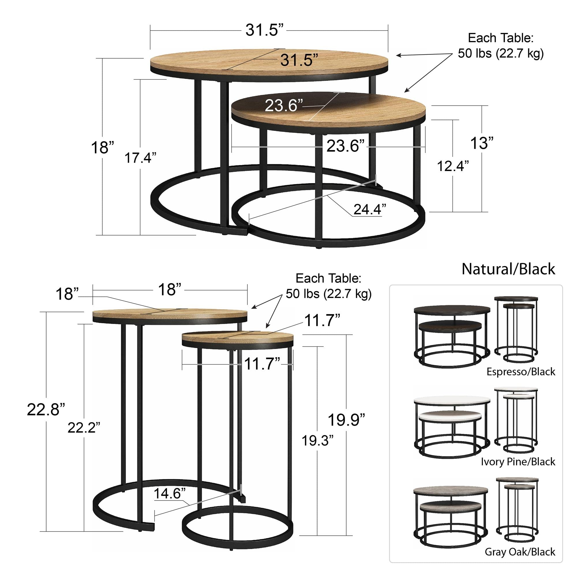 Ameriwood Home Camdale 4-Piece Nesting Coffee and End Table Bundle ...