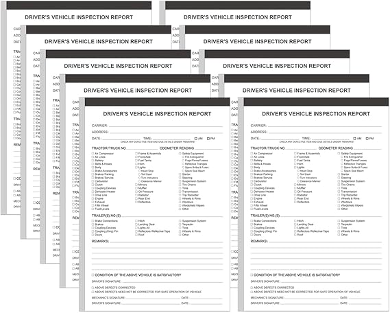 Amazon.com : (10-Pack) Detailed Driver's Vehicle Inspection Report Book ...