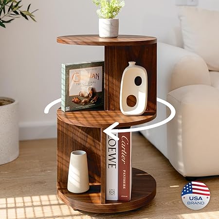 Amazon.com: KAYMILY Living Room Side Table, Office Round Rotating End ...