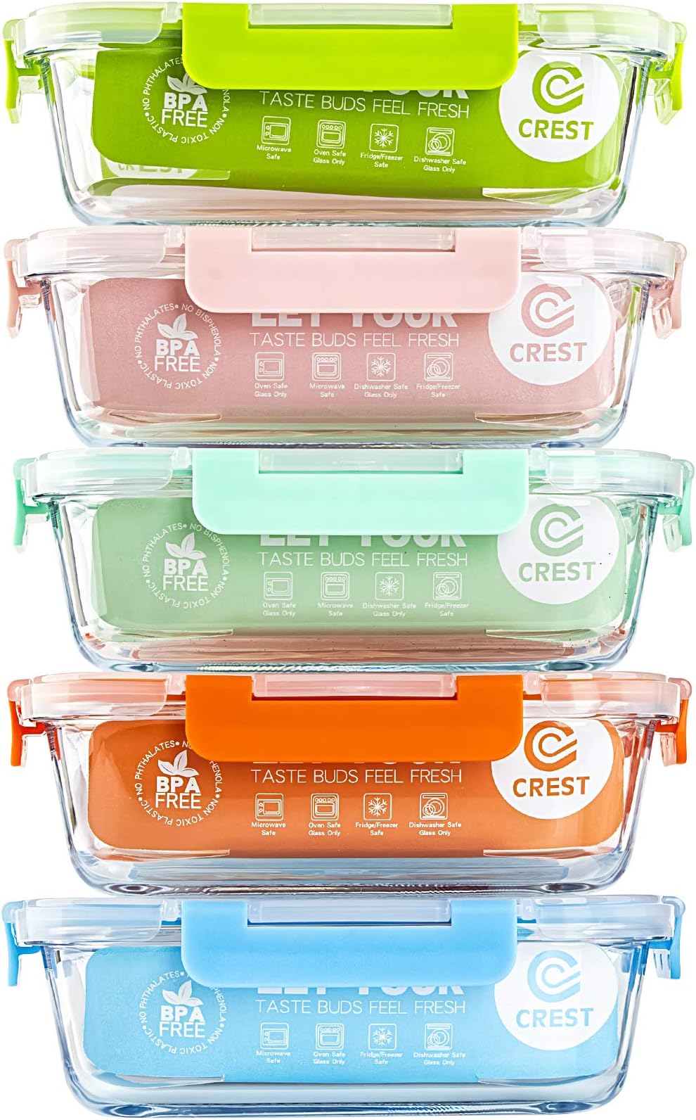 Amazon.com: C CREST [10-Pack Glass Food Storage Containers (A Set of ...