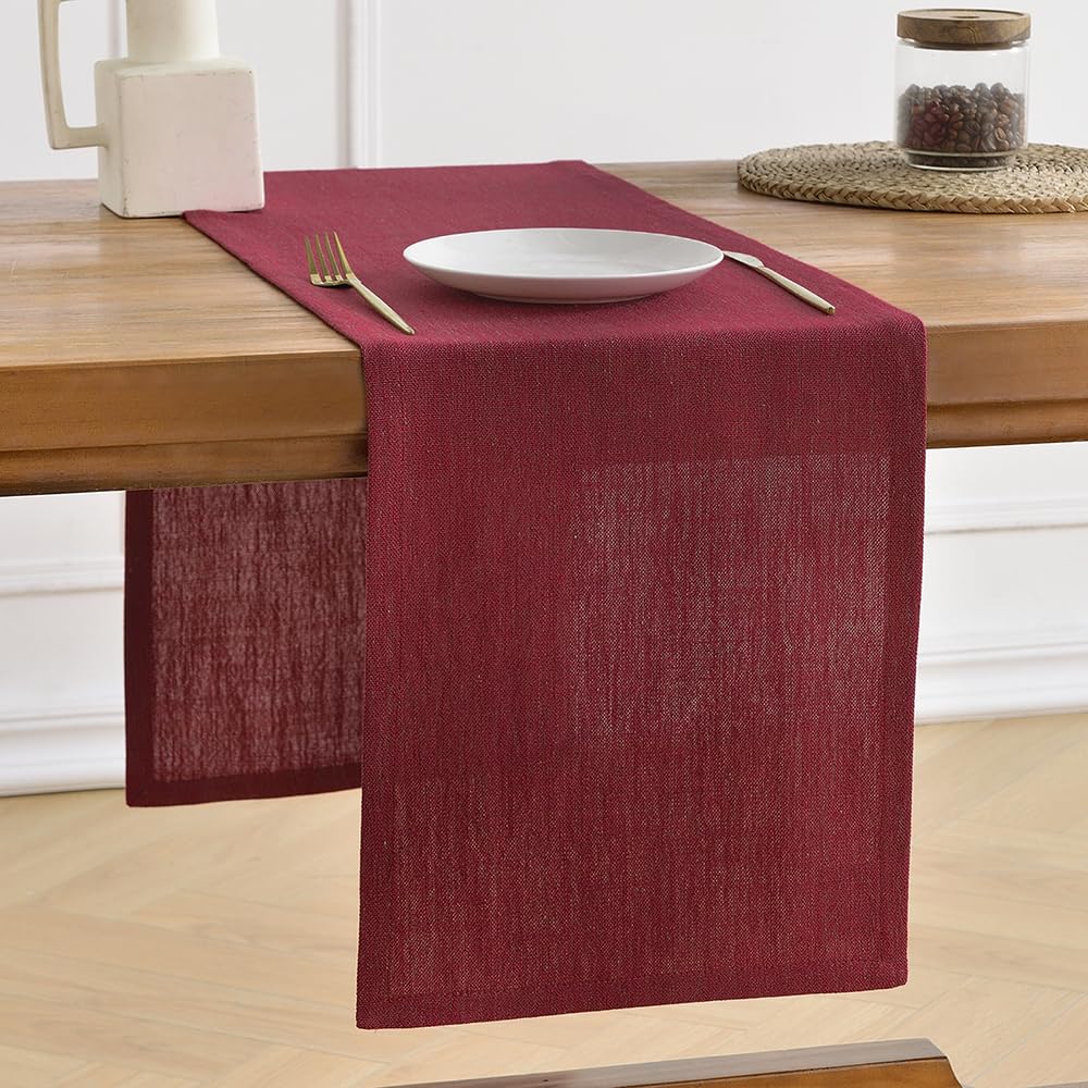 Amazon.com: Wracra Linen Style Table Runner, Rustic Farmhouse Christmas ...