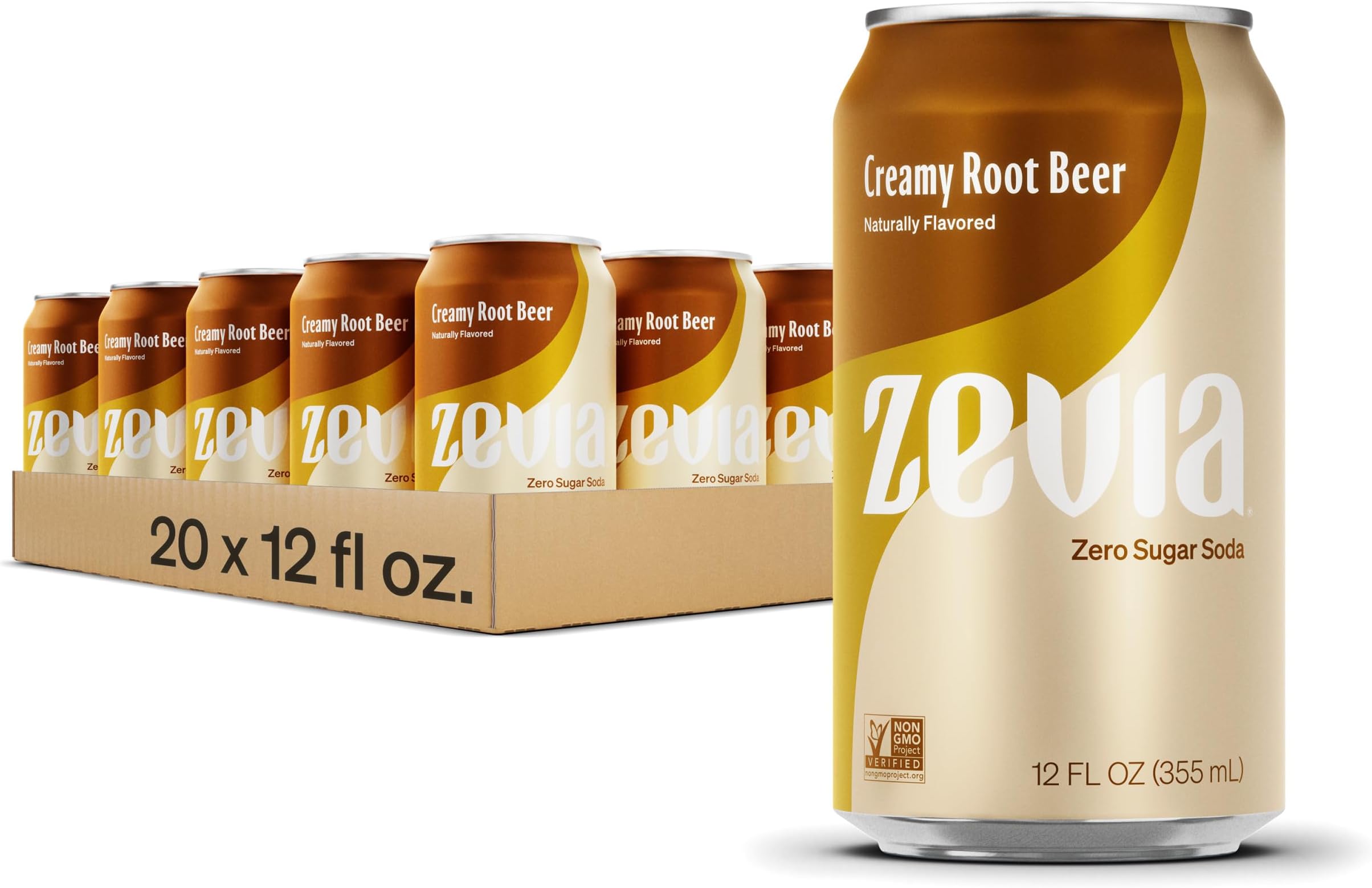 Amazon.com : Zevia Zero Calorie Soda, Creamy Root Beer, 12 Fl Oz (Pack ...