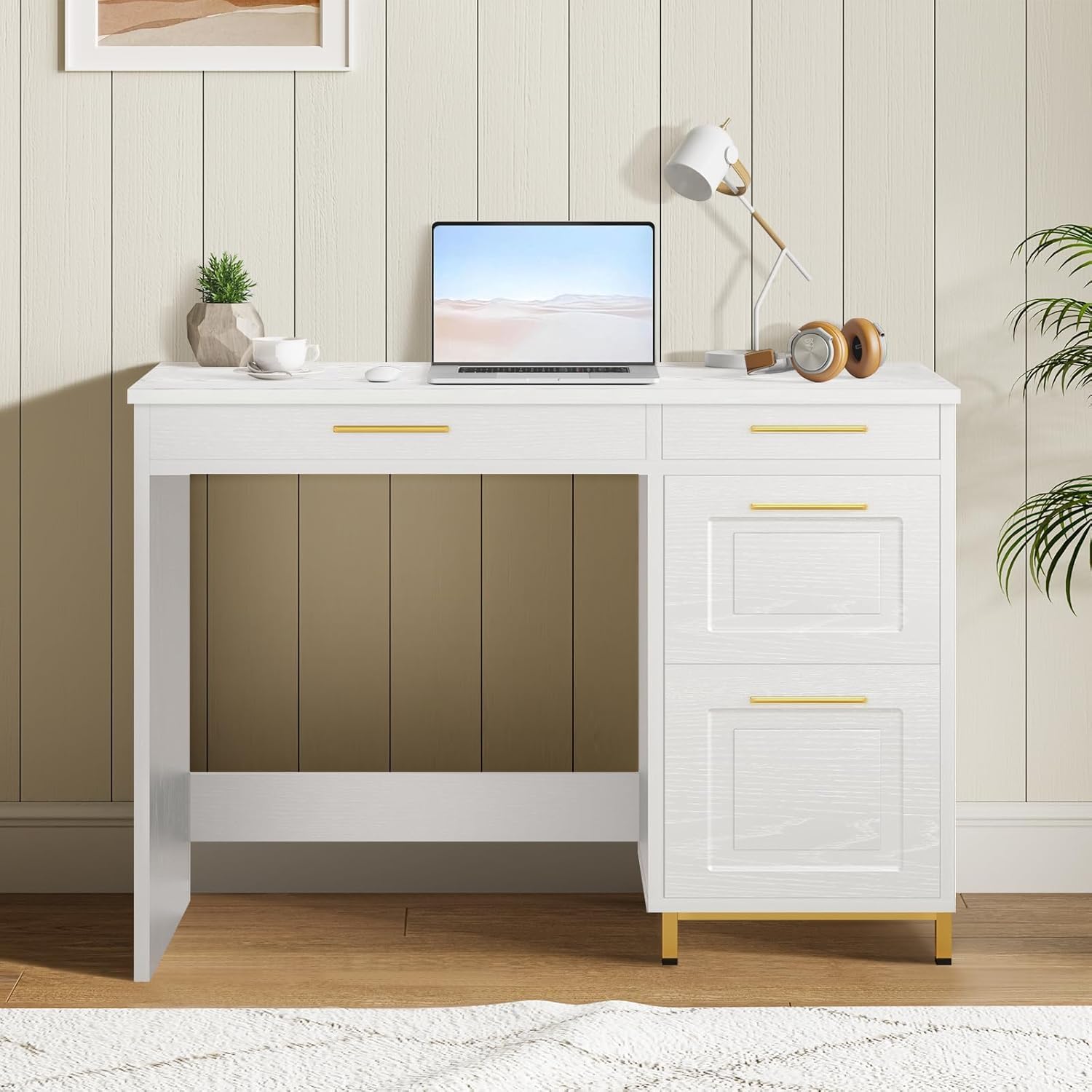 Executive Desk 4 EVER WINNER Wood Desk With Monitor Stand And Drawers ...