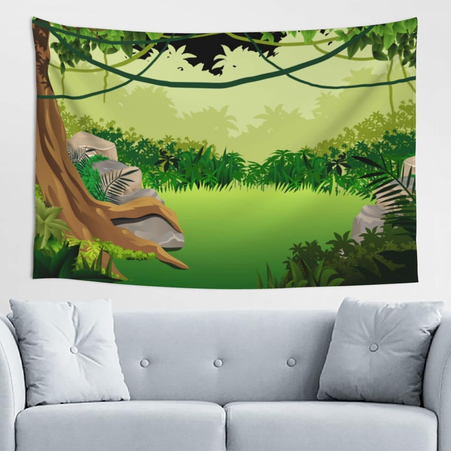 Amazon.com: KOSPOGO Jungle Landscape View Map Tapestry Wall Hanging ...