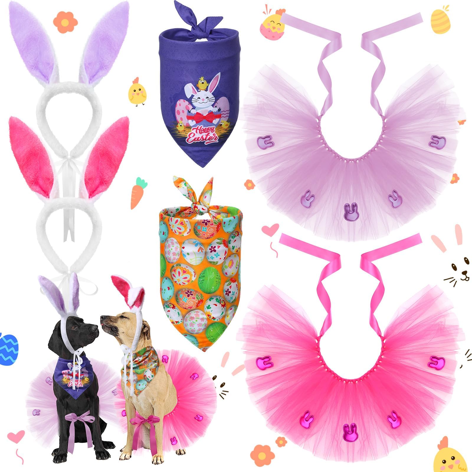 Amazon.com : 6 Pcs Dog Easter Costumes Set Include Dog Bunny Ears Dog ...