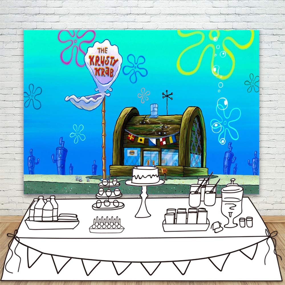 Buy YouRan Spongebob Birthday Backdrop Under The Sea 7x5 Happy Birthday Spongebob Theme ...