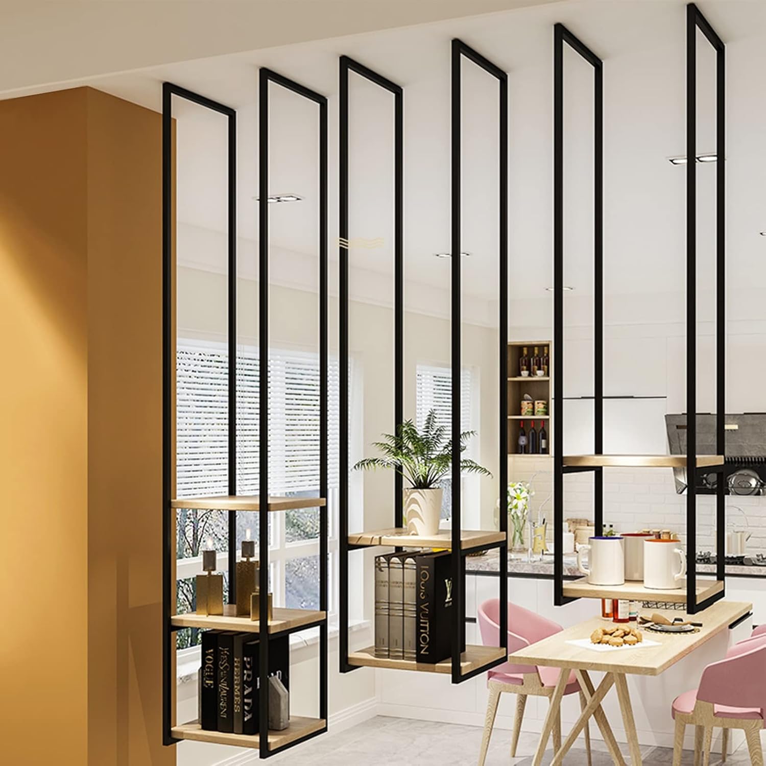 Amazon.com: Ceiling Shelf Wine Rack Hanging Bookcase Ceiling-Mounted ...