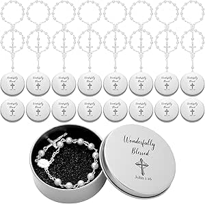 Amazon.com: Quelay 24 Set First Communion Gifts Bulk Baptism Favors 24 Catholic Rosary 24 ...