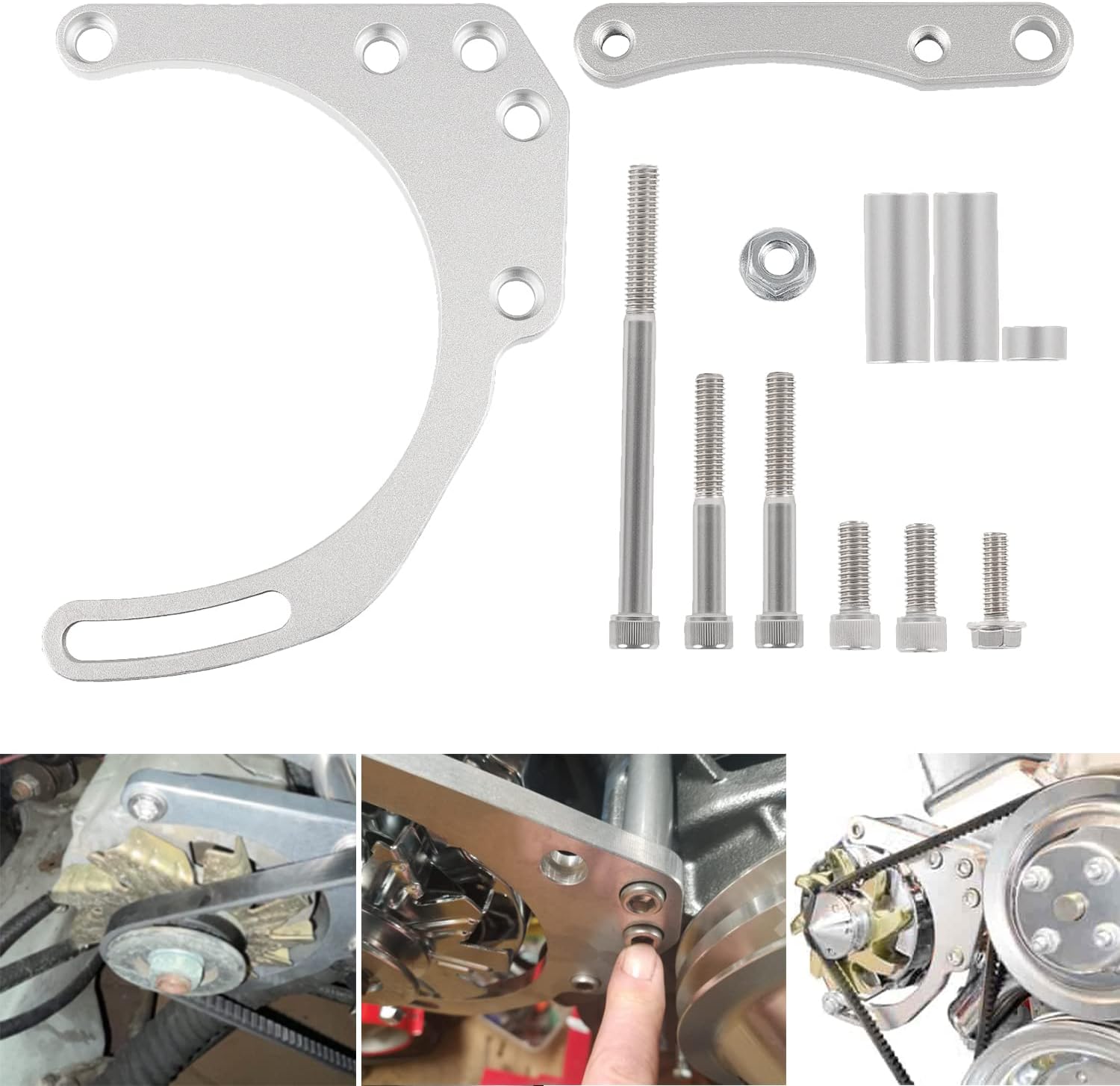 LWP Low Mount Alternator Bracket Double Hump Heads Adjustable Billet ...