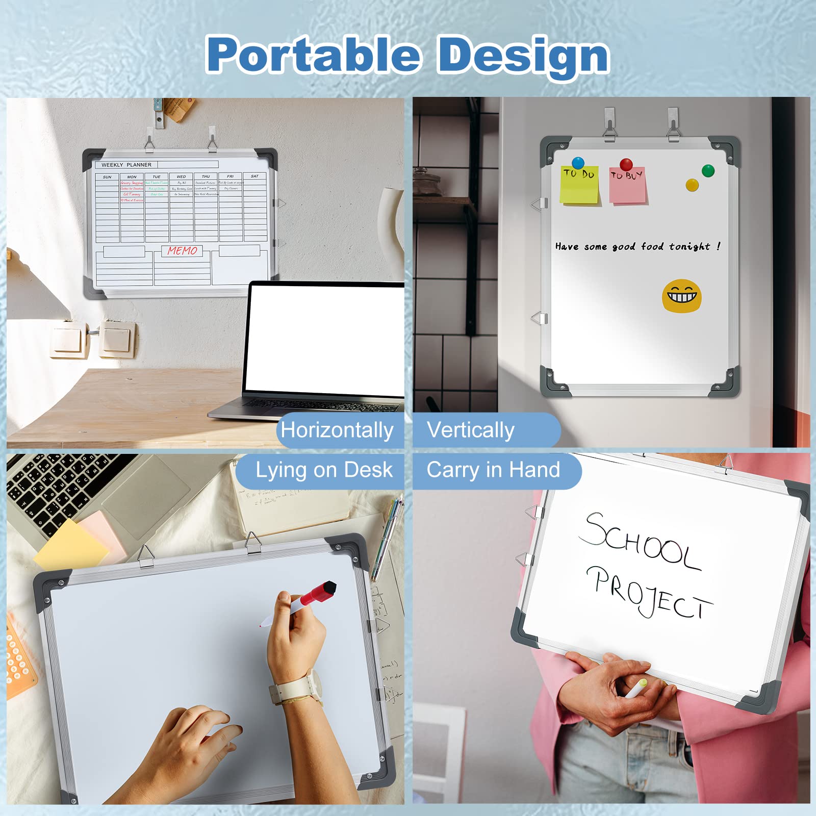 Weekly Dry Erase Board, White Board for Wall 16"X12", Double-Sided ...