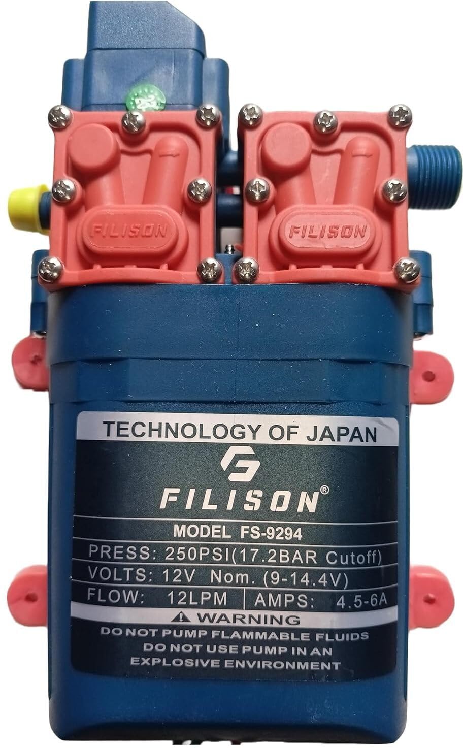 FILISON - 250 PSI - 12 LPM - High Pressure Pumps 12v DC Water Pump ...