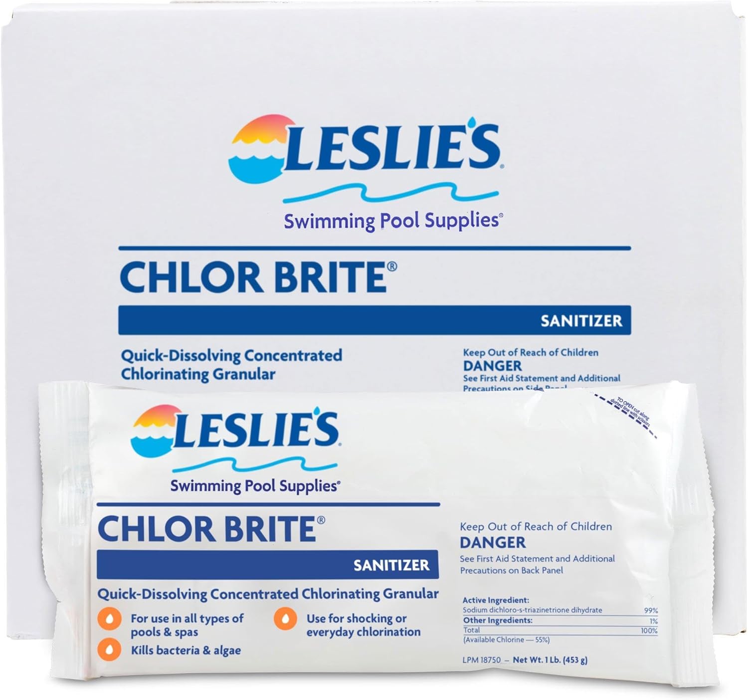 Amazon.com : Leslie's Chlor Brite Pool Shock for Swimming Pools, Spas ...