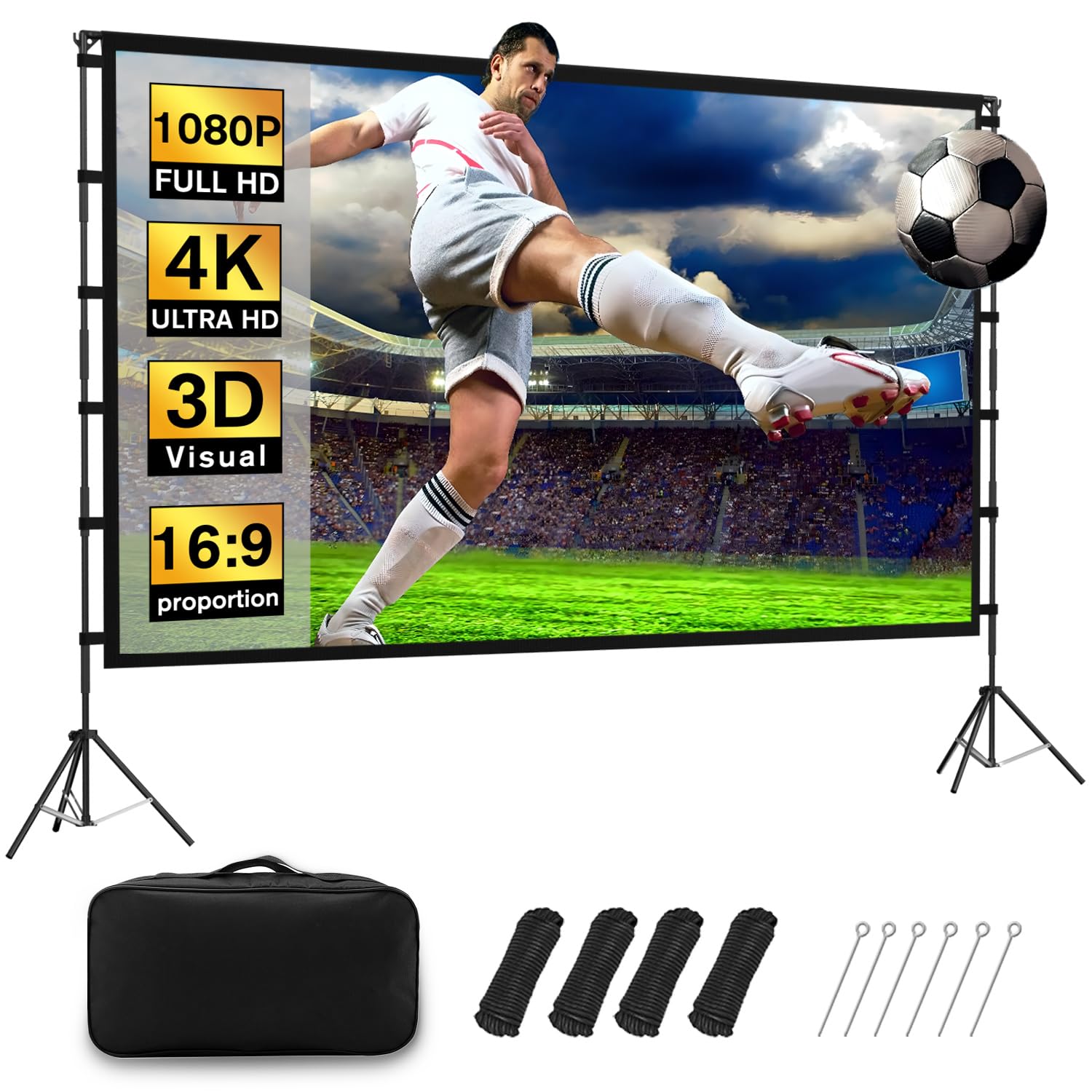 Amazon.com: 120 inch Projection Screen with Stand, 16:9 Foldable Anti ...