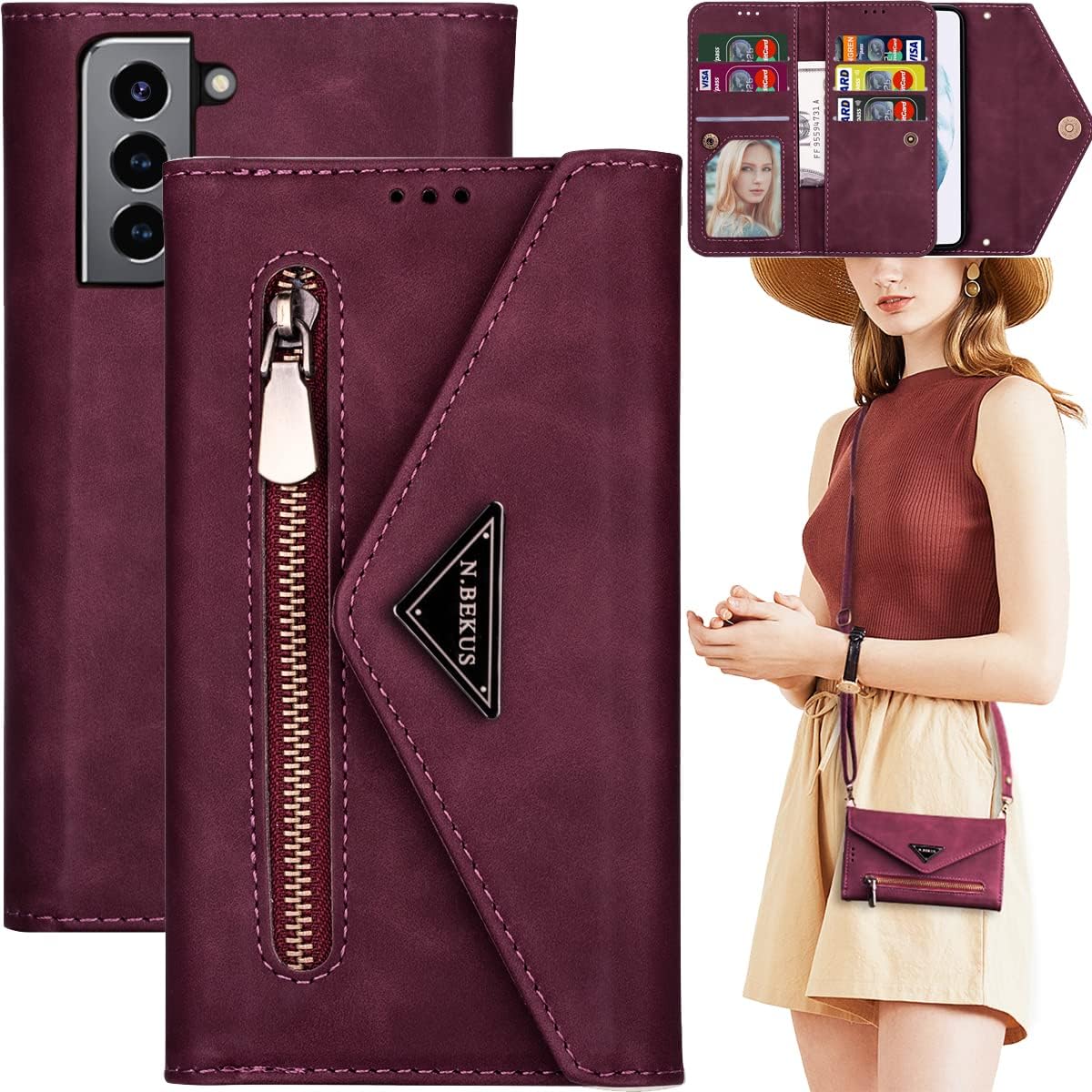 Amazon.com: Ephoou for Samsung Galaxy S22 Wallet Cases with Card Holder ...