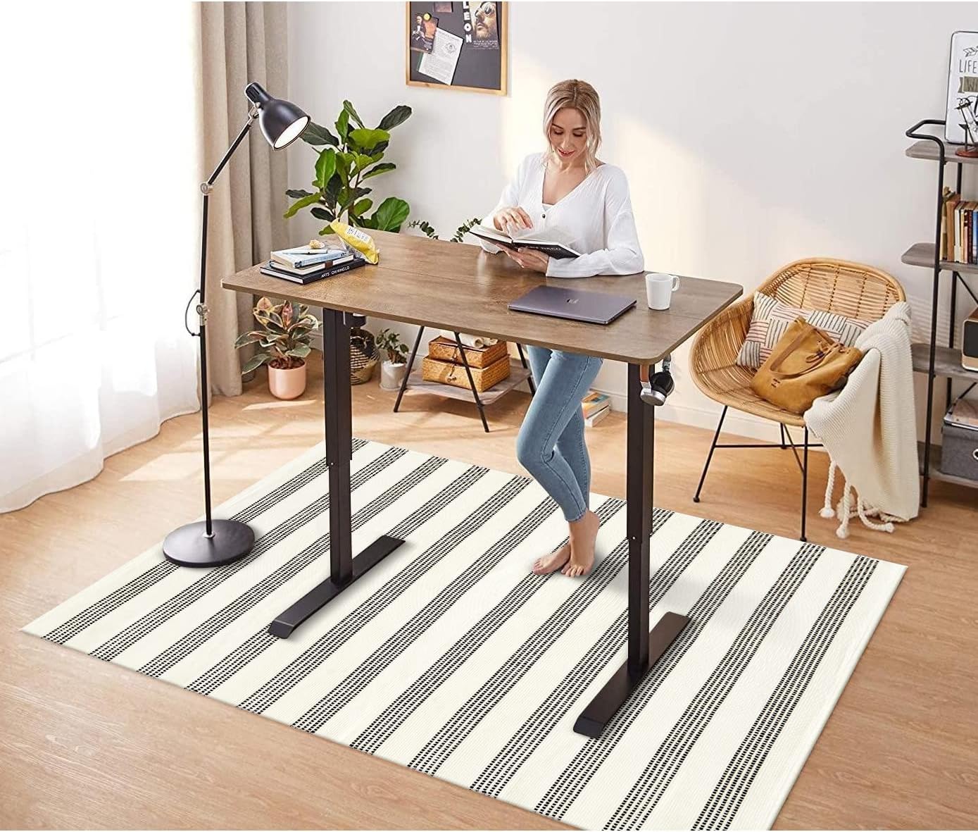 Amazon.com: Ailsan Under Desk Rug 4'X6', Striped Boho Area Rug Machine ...
