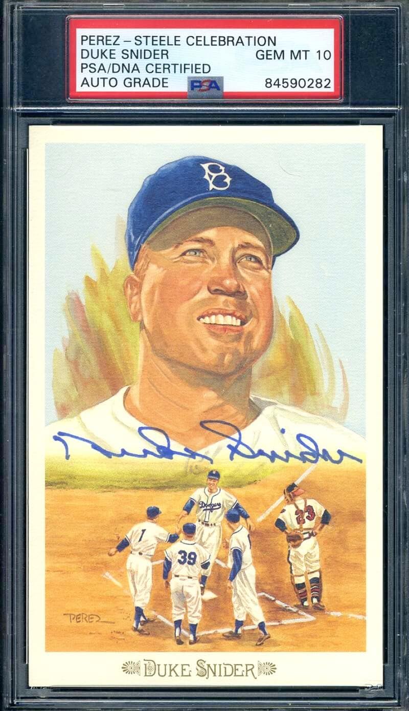 Duke Snider Gem Mint 10 PSA DNA Signed Perez Steele Celebration ...
