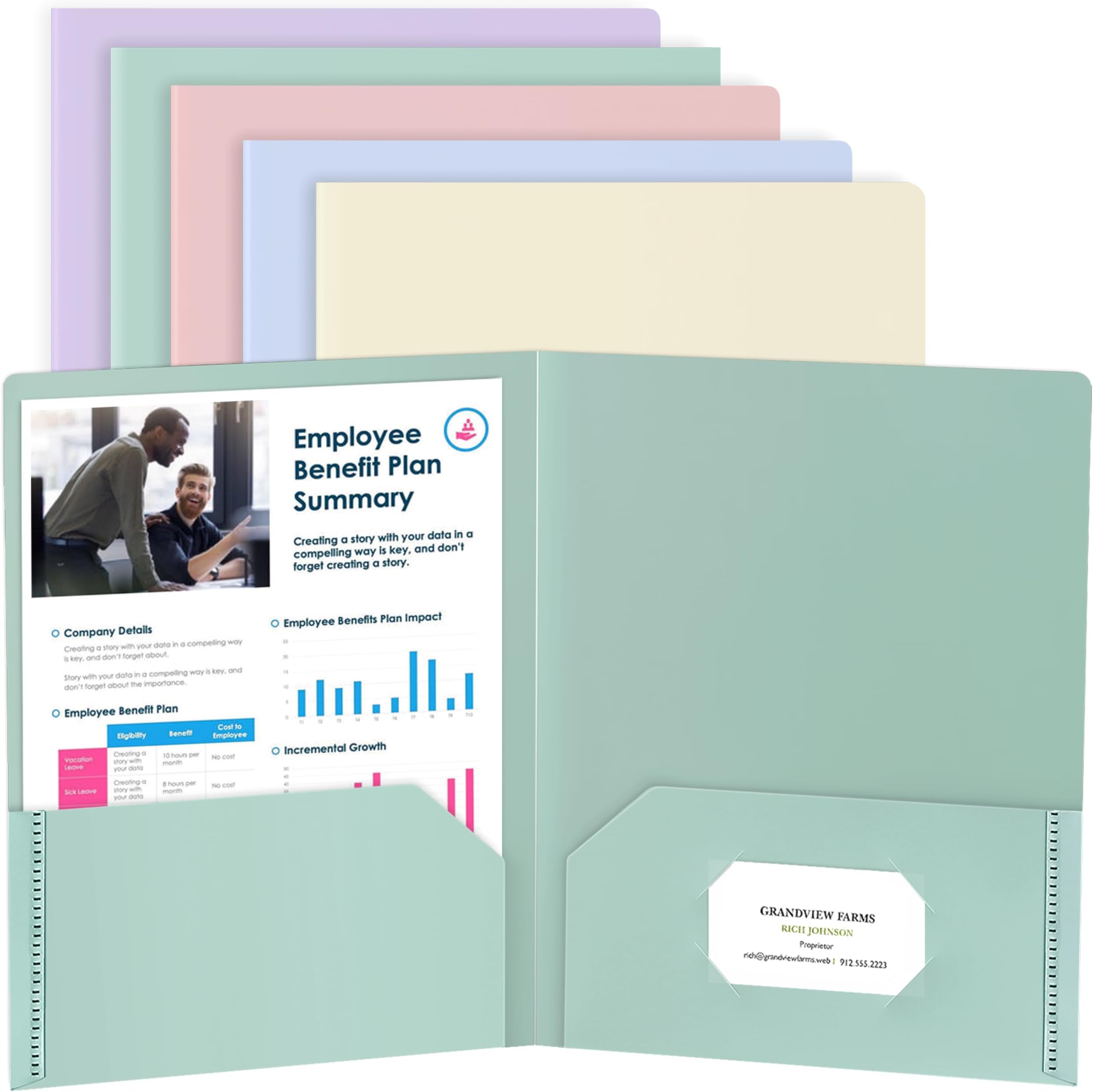 Amazon.com : HABGP Plastic Folders with Pockets, 5 Color Heavy Duty Two ...