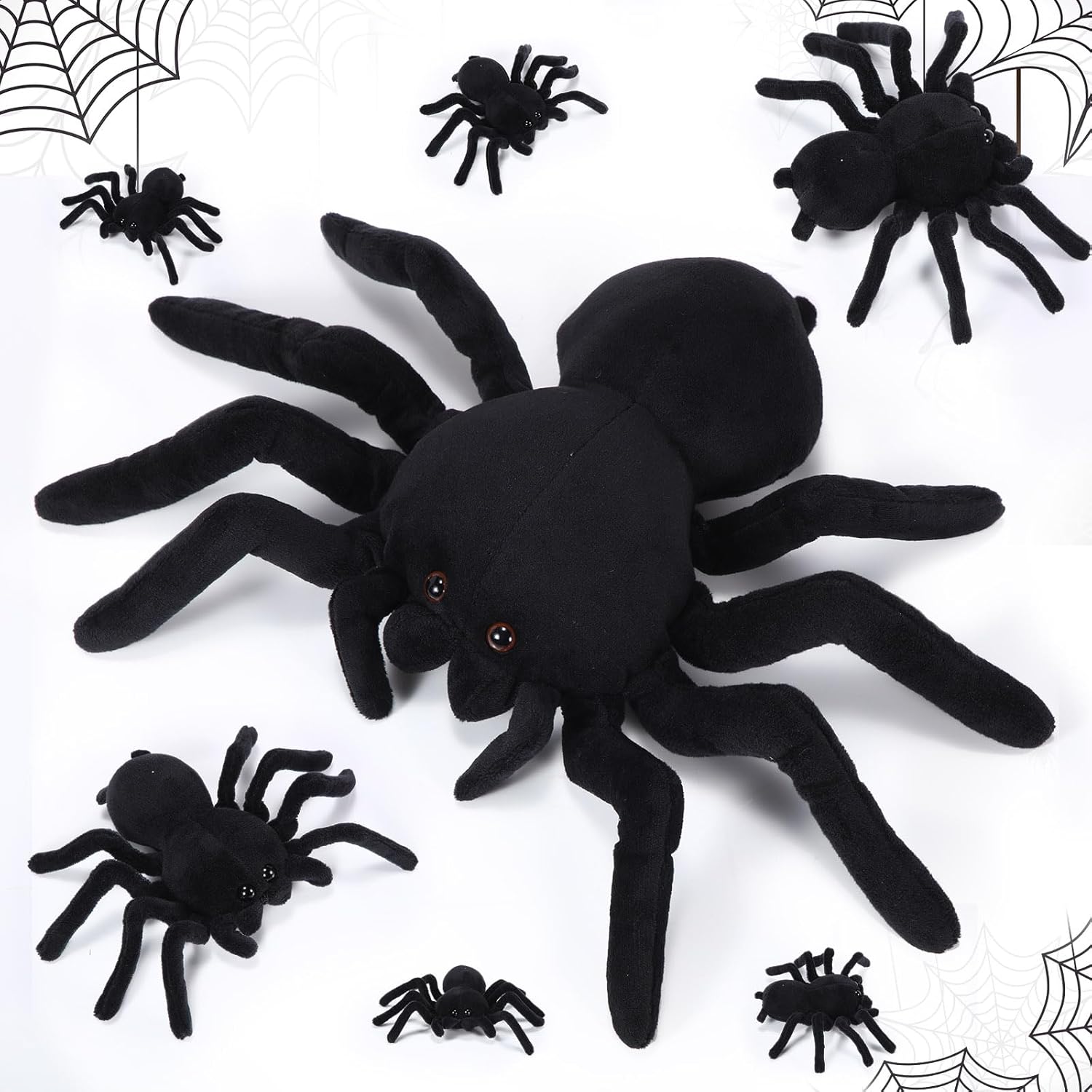 Amazon.com: 7 Pcs Black Spider Stuffed Animal 1 Giant Mommy Spider ...
