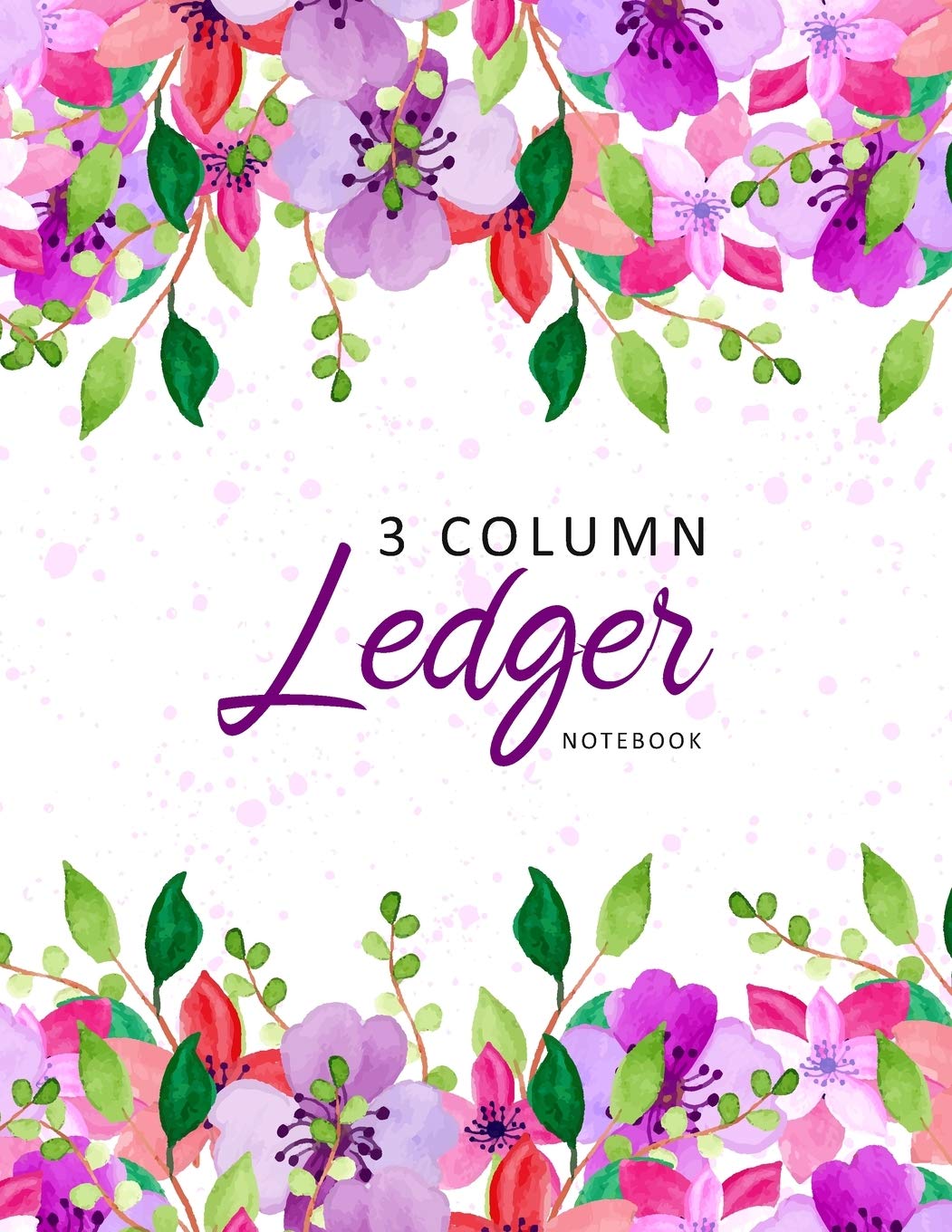 Amazon.com: 3 Column Ledger Notebook: Watercolor Floral | Columnar ...
