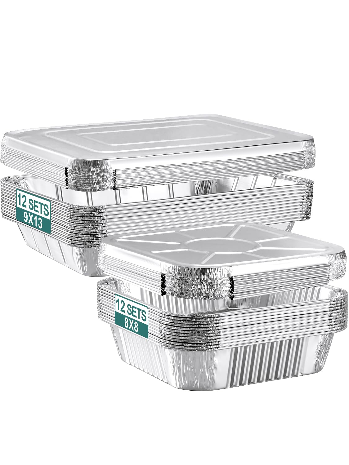 Amazon.com: NEEBAKE 24 Pack Disposable Aluminum Pans with Lids Combo ...